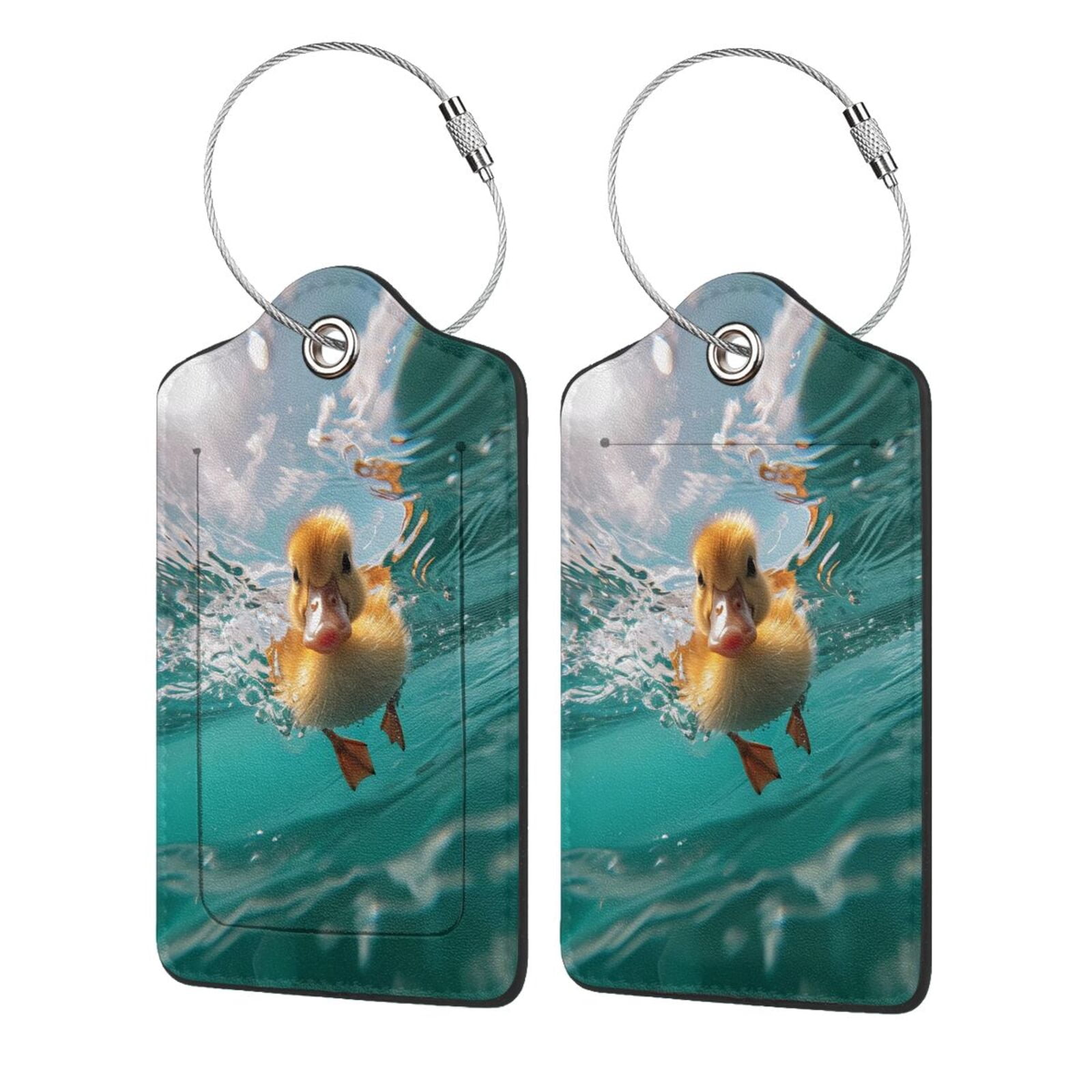Coaee Underwater Swimming Duck Untethered Leather Luggage Tags for ...