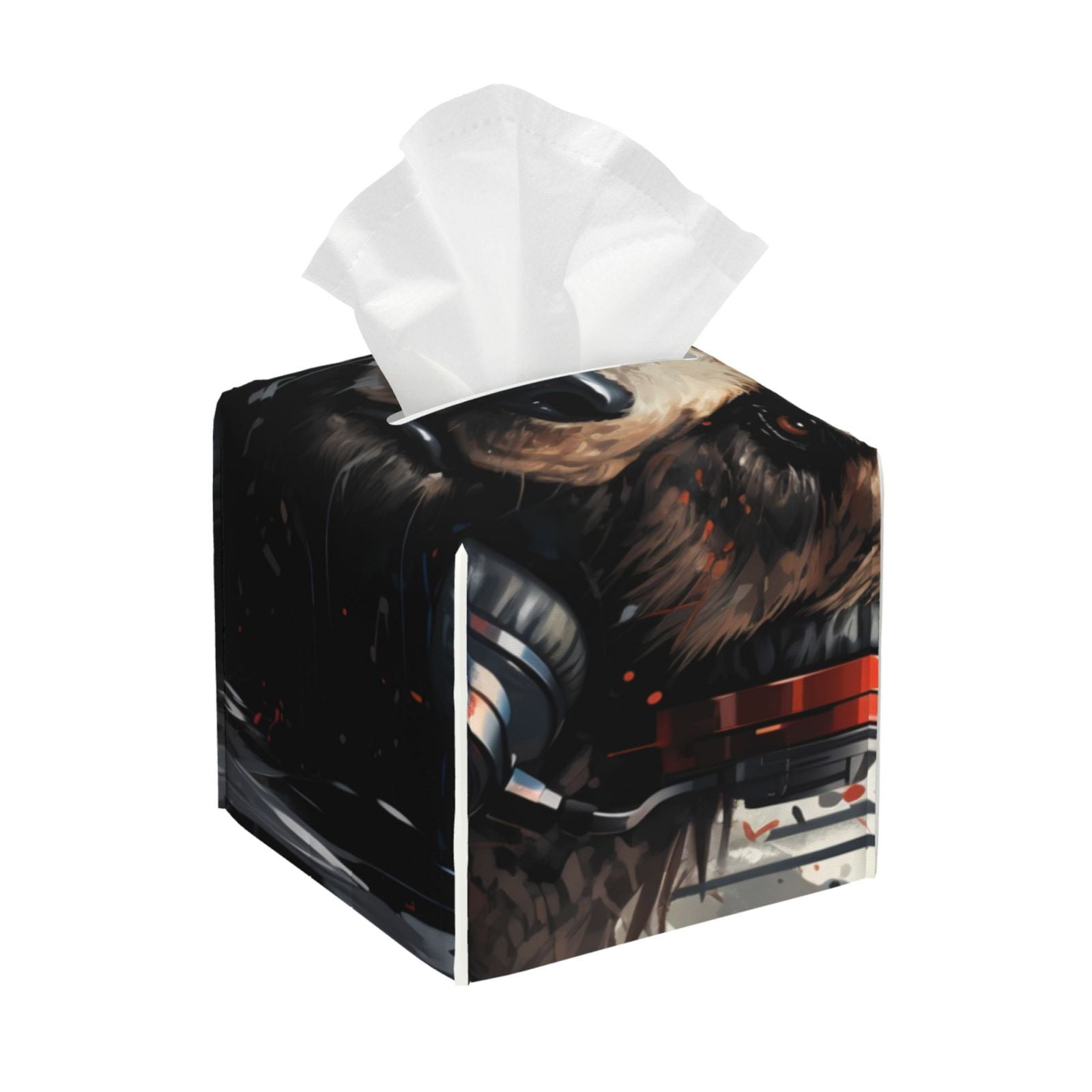 Coaee Urban Bear With Headphones for Leather Tissue Box Cover Square ...