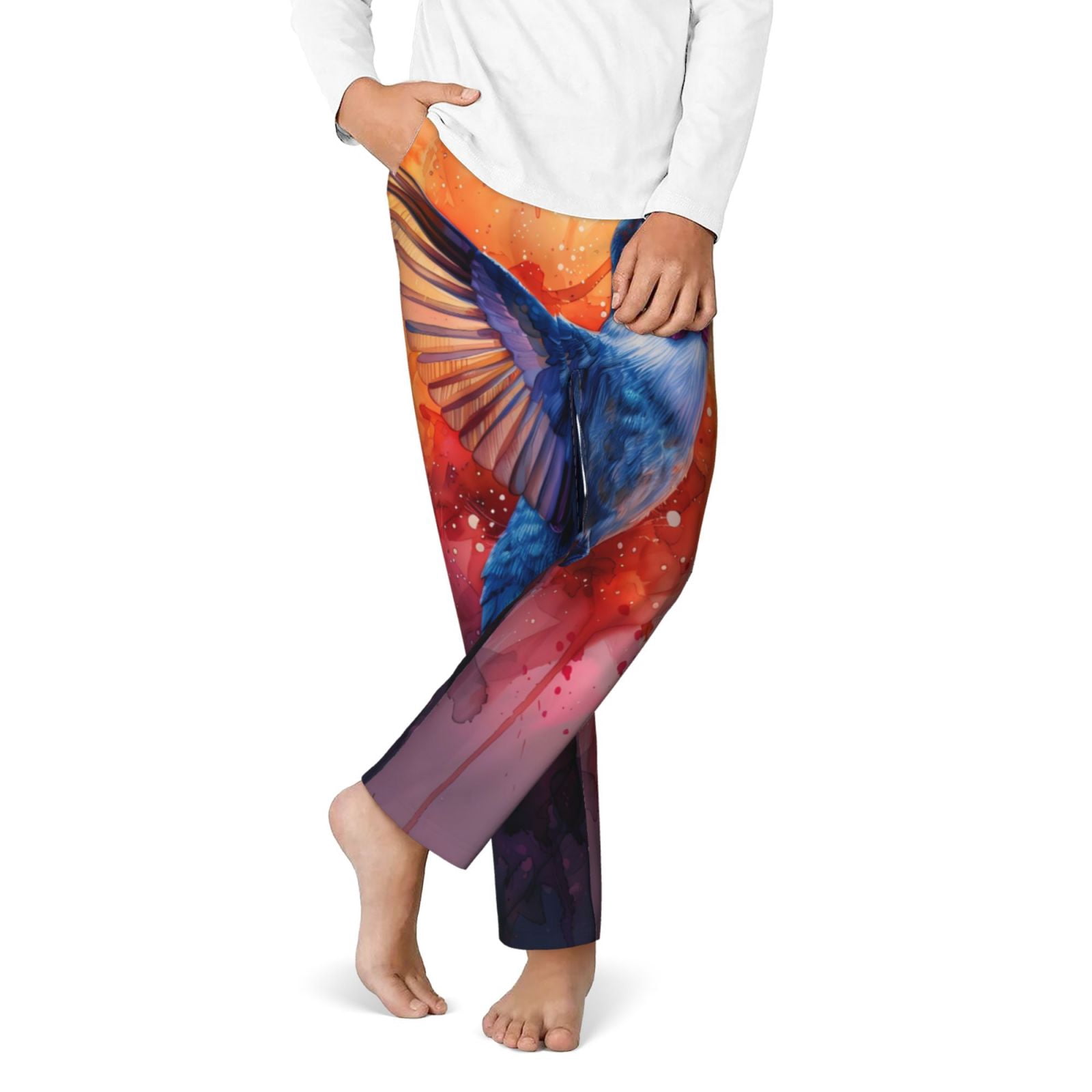 Coaee Vibrant Hummingbird Watercolor Art for Teen lounge pants ...