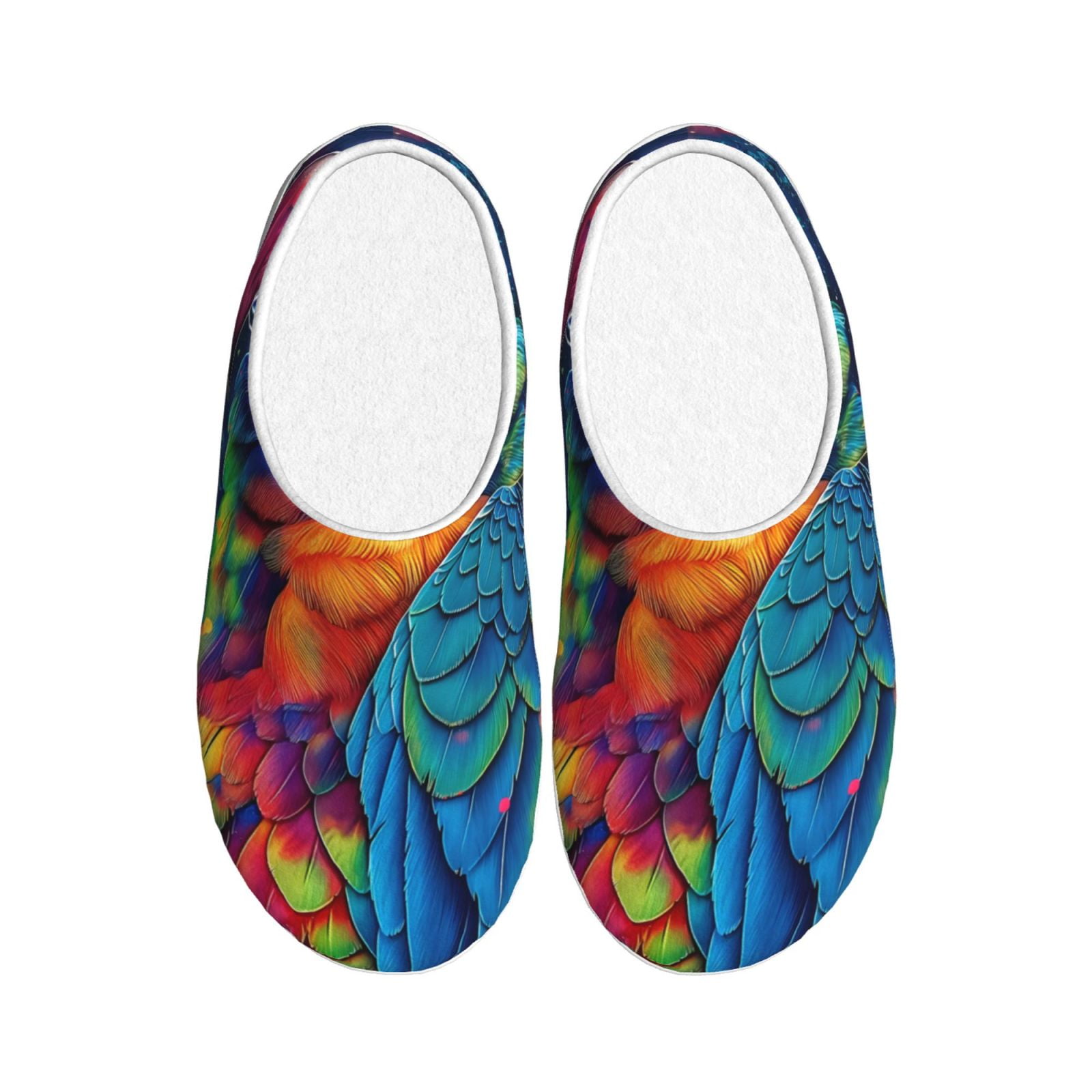 Coaee Vibrant Rainbow Parrot Fantasy for Mens Slippers Indoor Slip On ...
