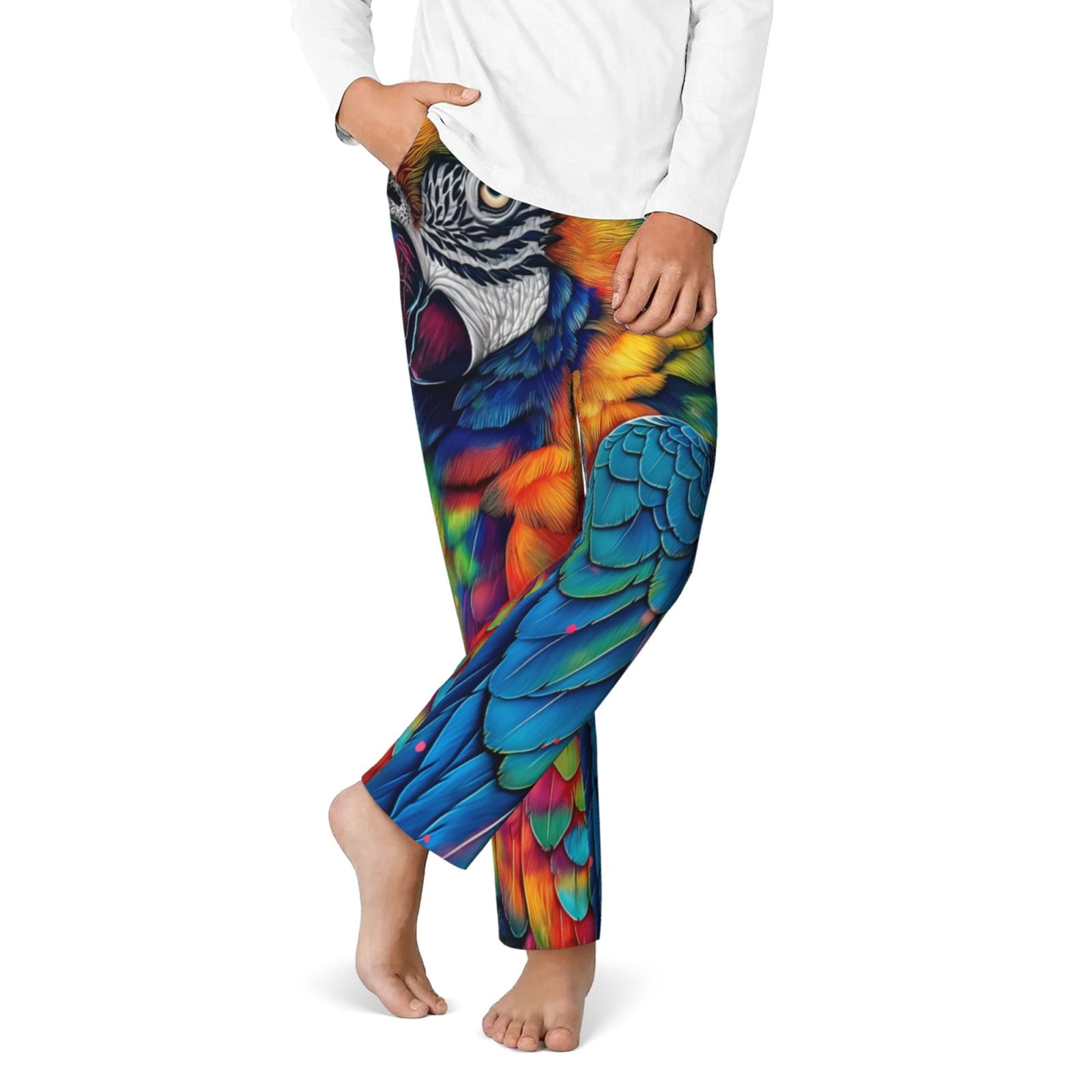 Coaee Vibrant Rainbow Parrot Fantasy for Teen lounge pants Comfortable ...