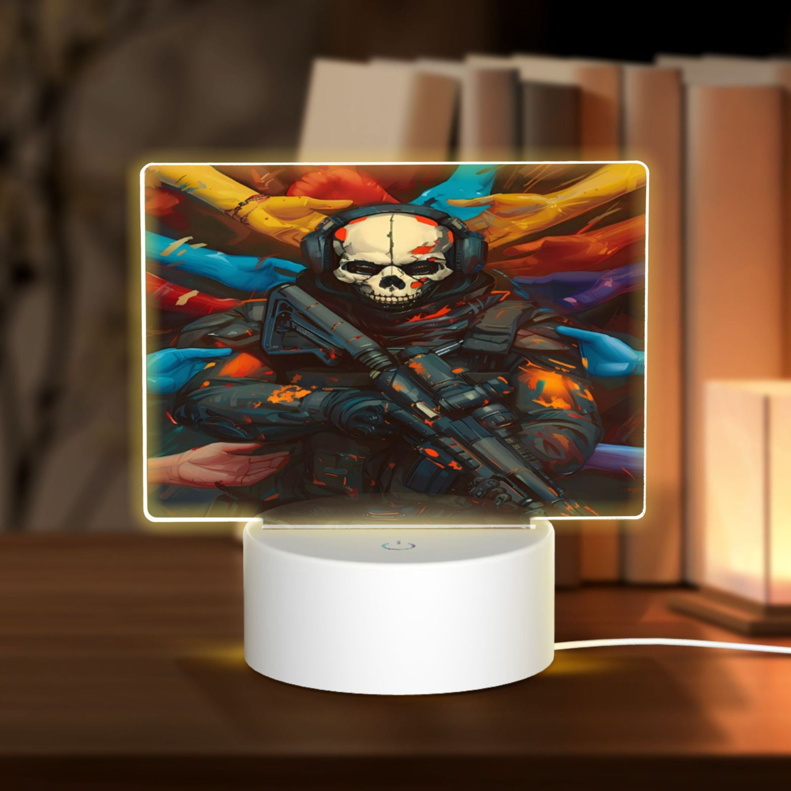 Coaee Vibrant Skull Soldier for Rectangular Acrylic LED Desk Lamp 3 ...