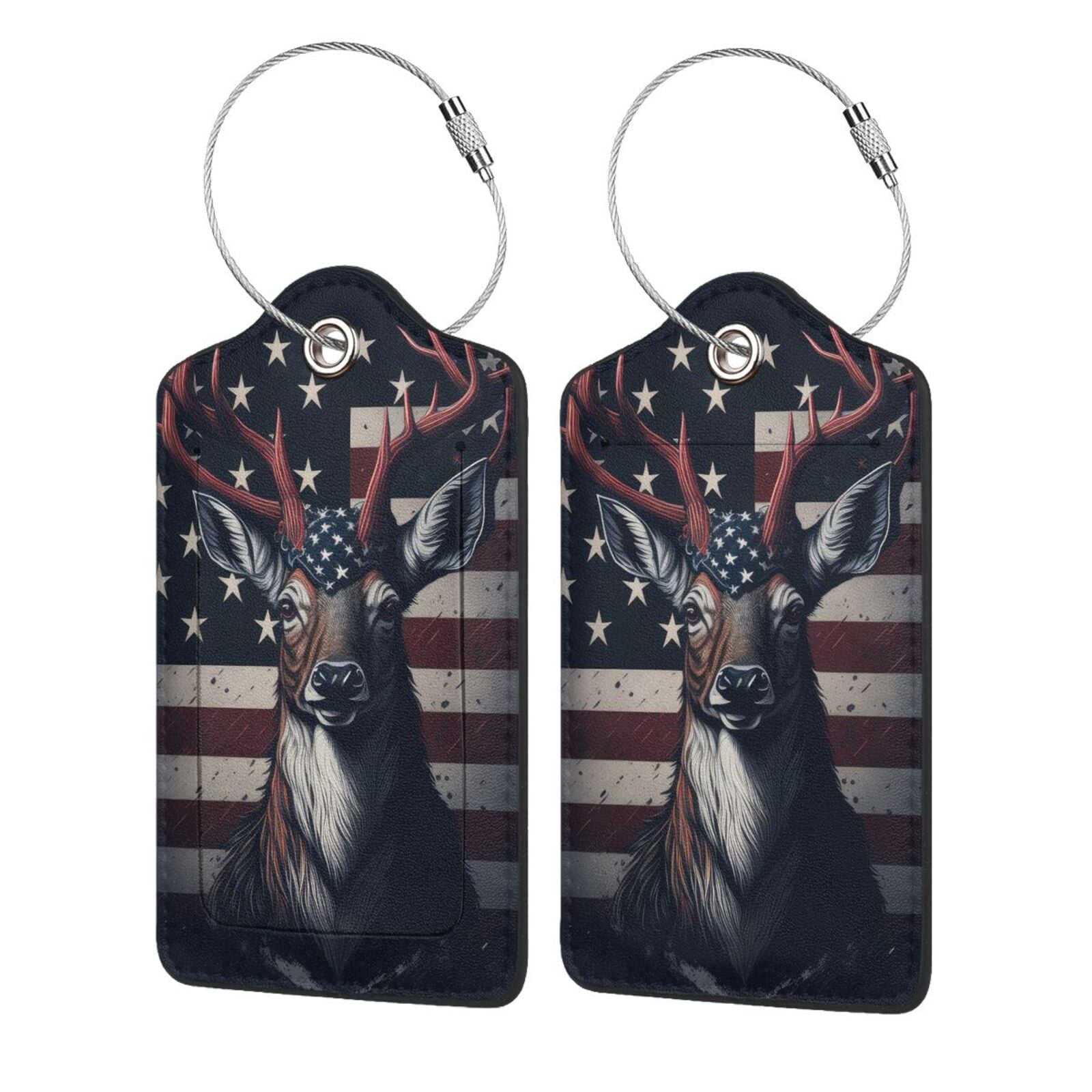 Coaee Vintage American Deer Untethered Leather Luggage Tags for ...