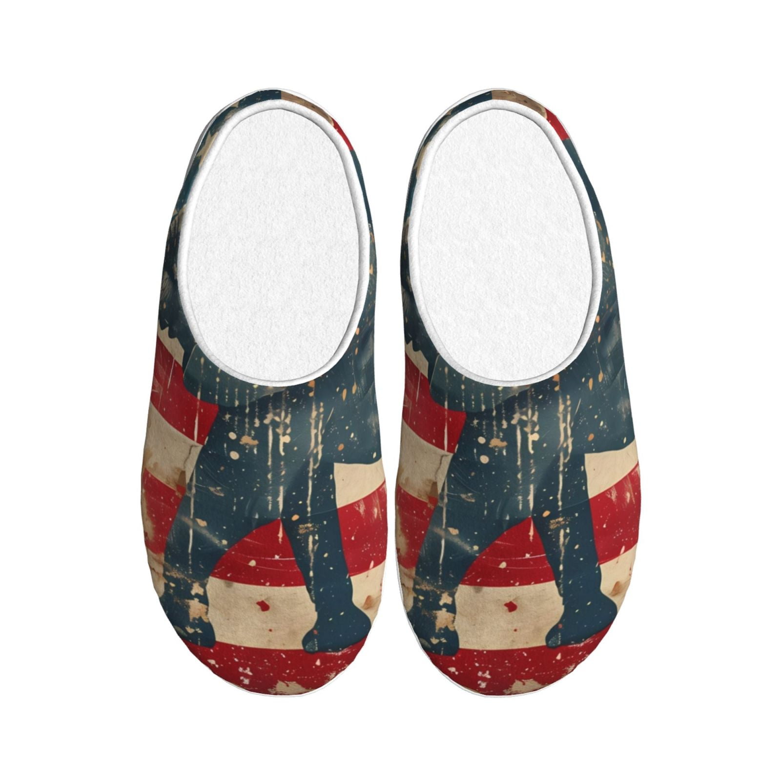 Coaee Vintage American Flag Elephant for Mens Slippers Indoor Slip On ...
