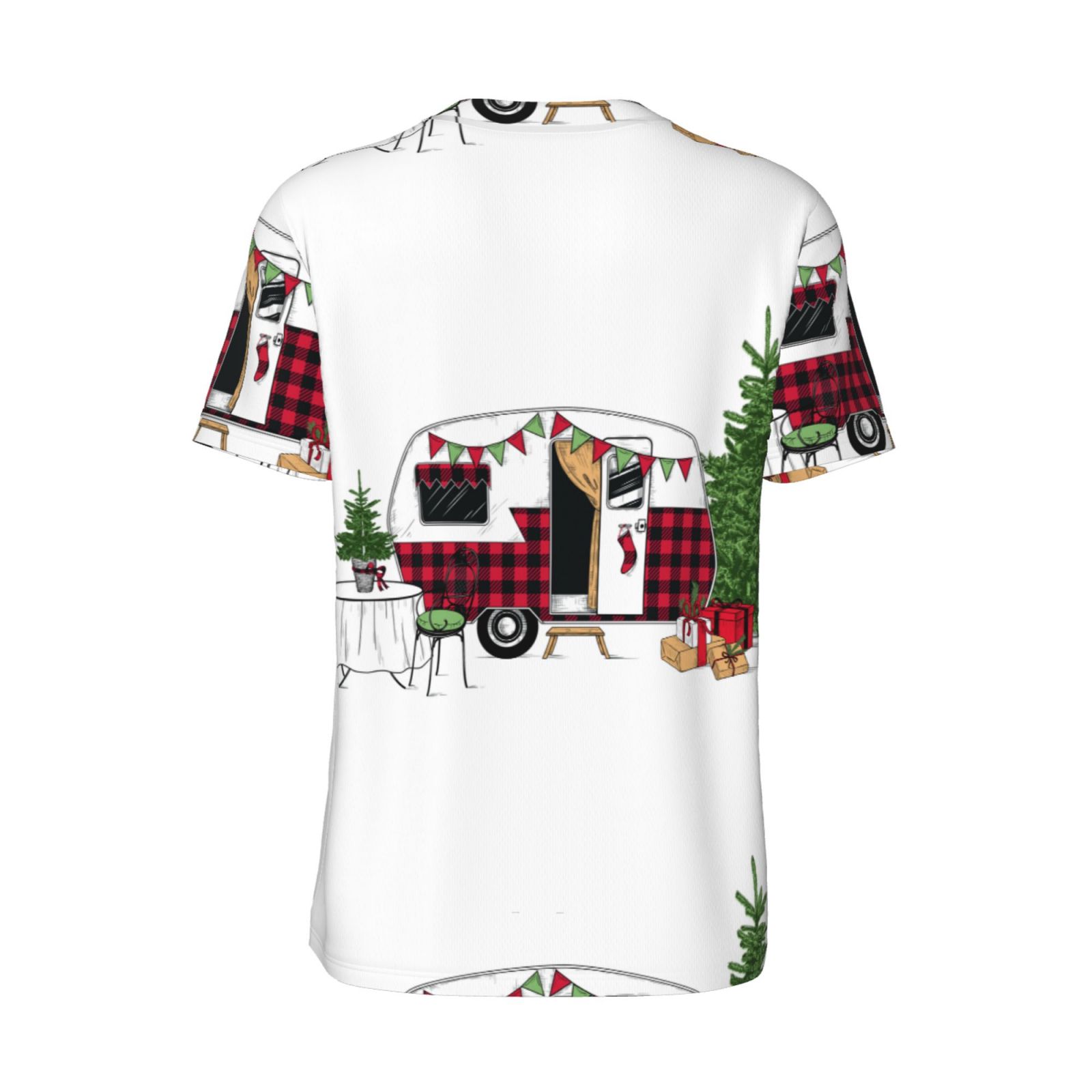 Coaee Vintage Buffalo Plaid Christmas Camper for Men's Baseball T-shirt ...