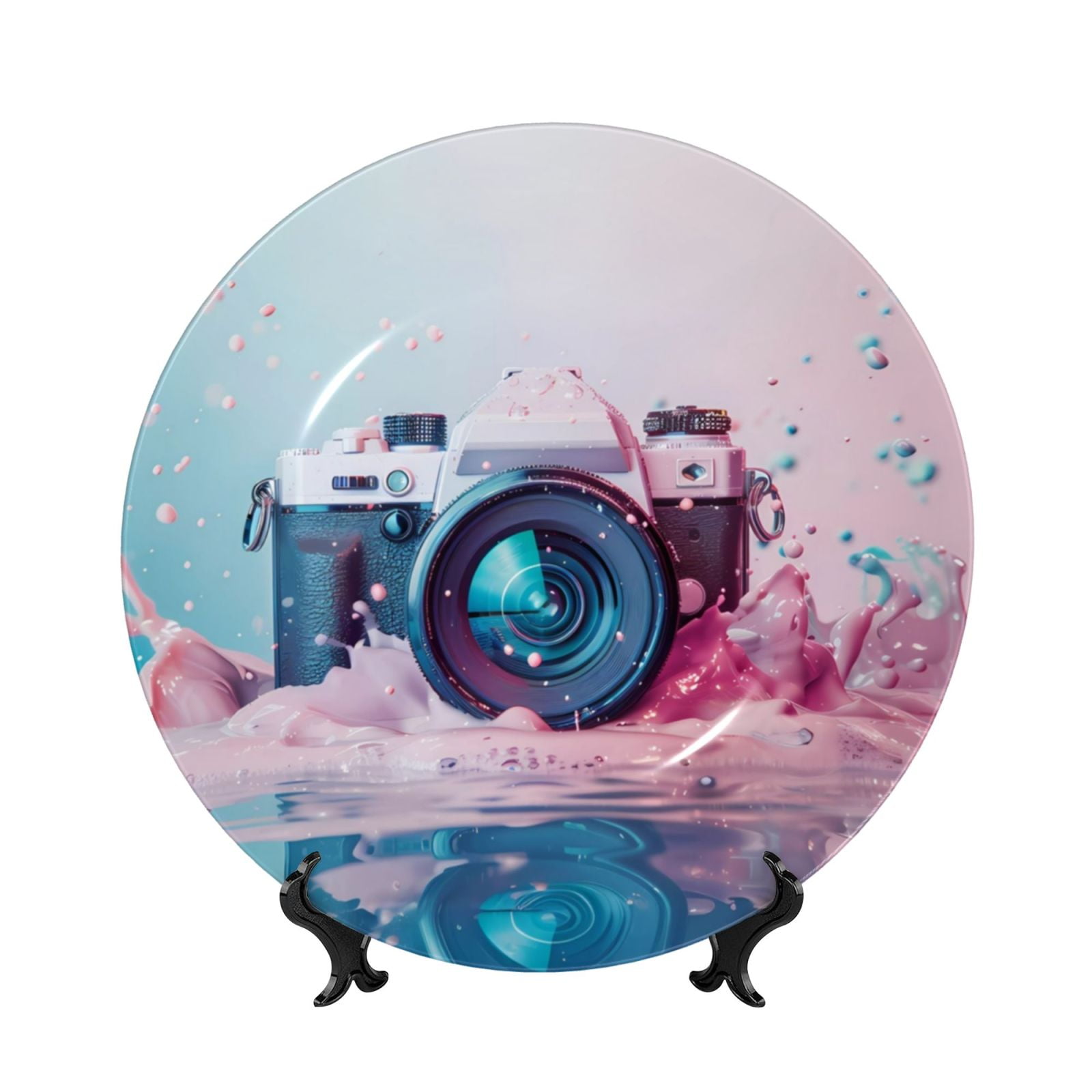 Coaee Vintage Camera Splash Art for Bone China Decorative Plate ...