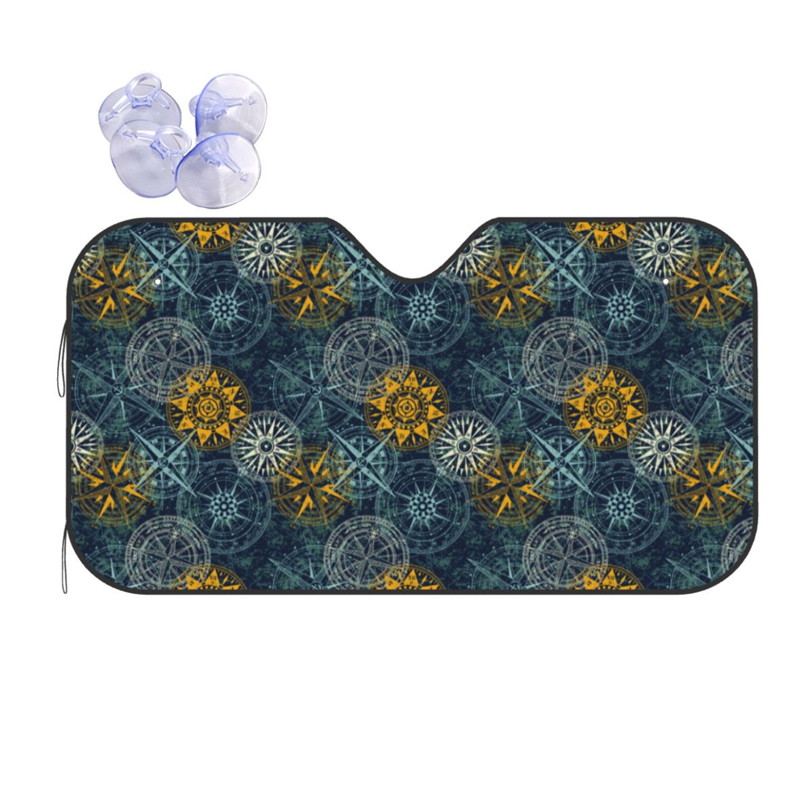 Coaee Vintage Compass Print Car Sunshade Windshield Sun Shade Reflect ...