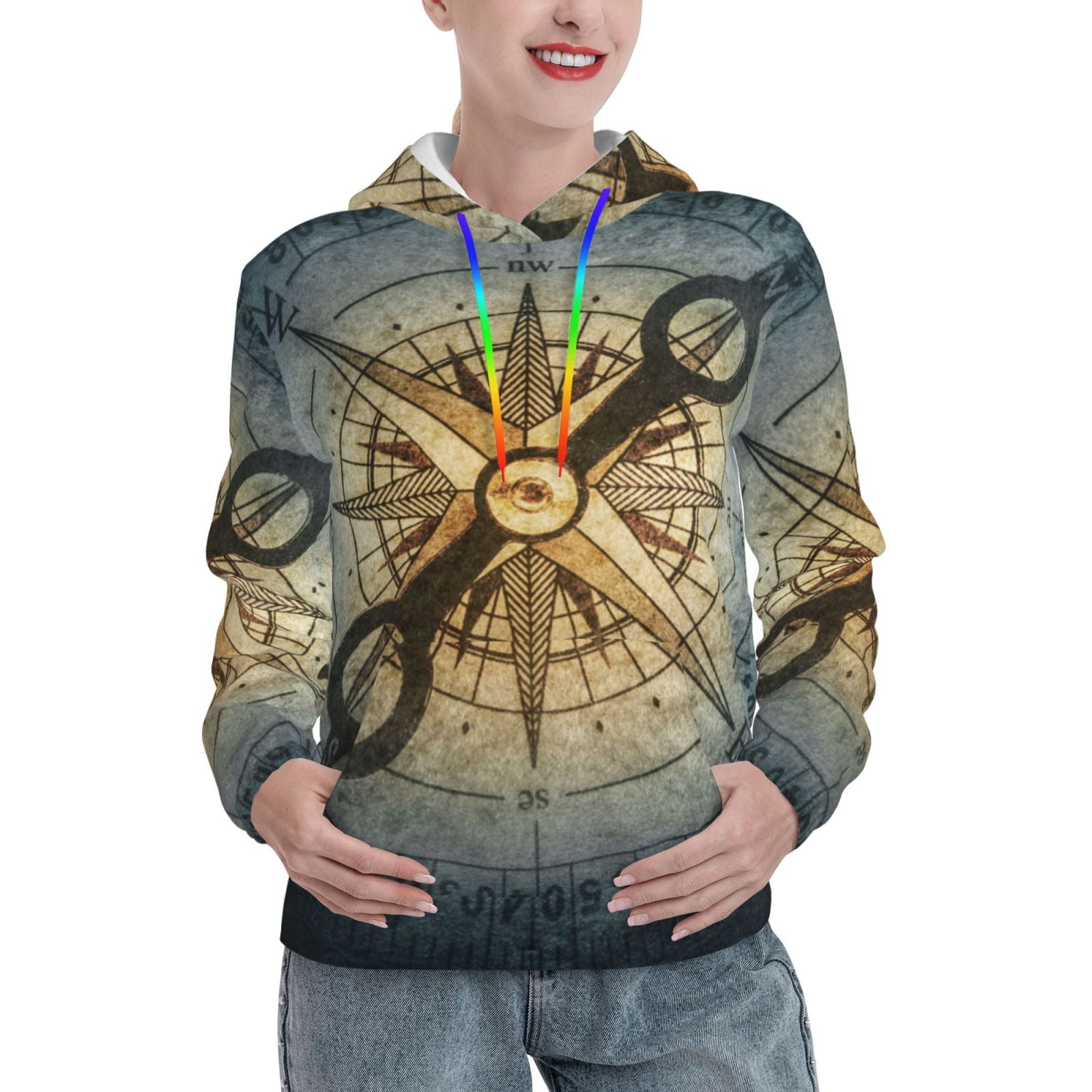 Coaee Vintage Compass for Adult Hoodie Pullover Sweatshirt for Women ...