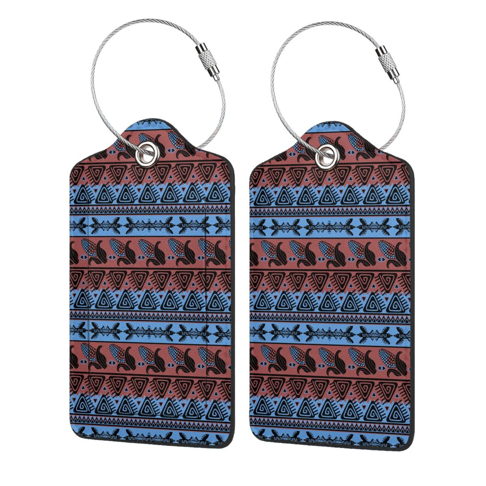 Coaee Vintage Corn Pattern in Red Blue Untethered Leather Luggage Tags ...