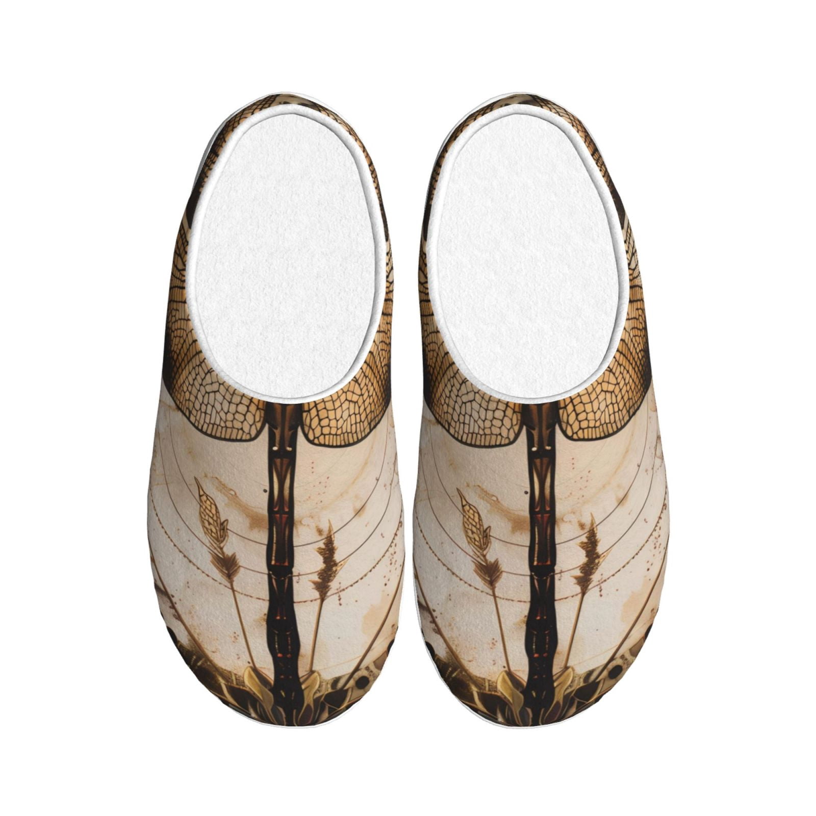 Coaee Vintage Dragonfly Artwork for Mens Slippers Indoor Slip On Shoes ...