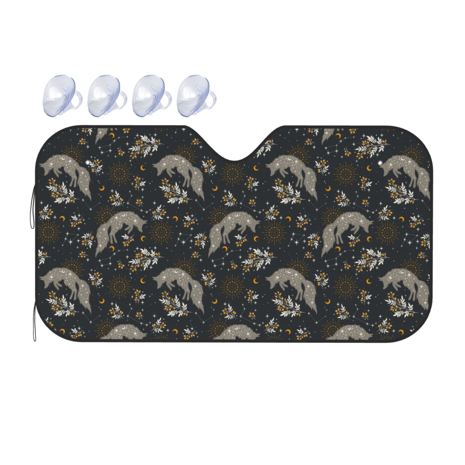Coaee Vintage Moon with Plants and Fox for Car Sunshade Windshield Sun ...