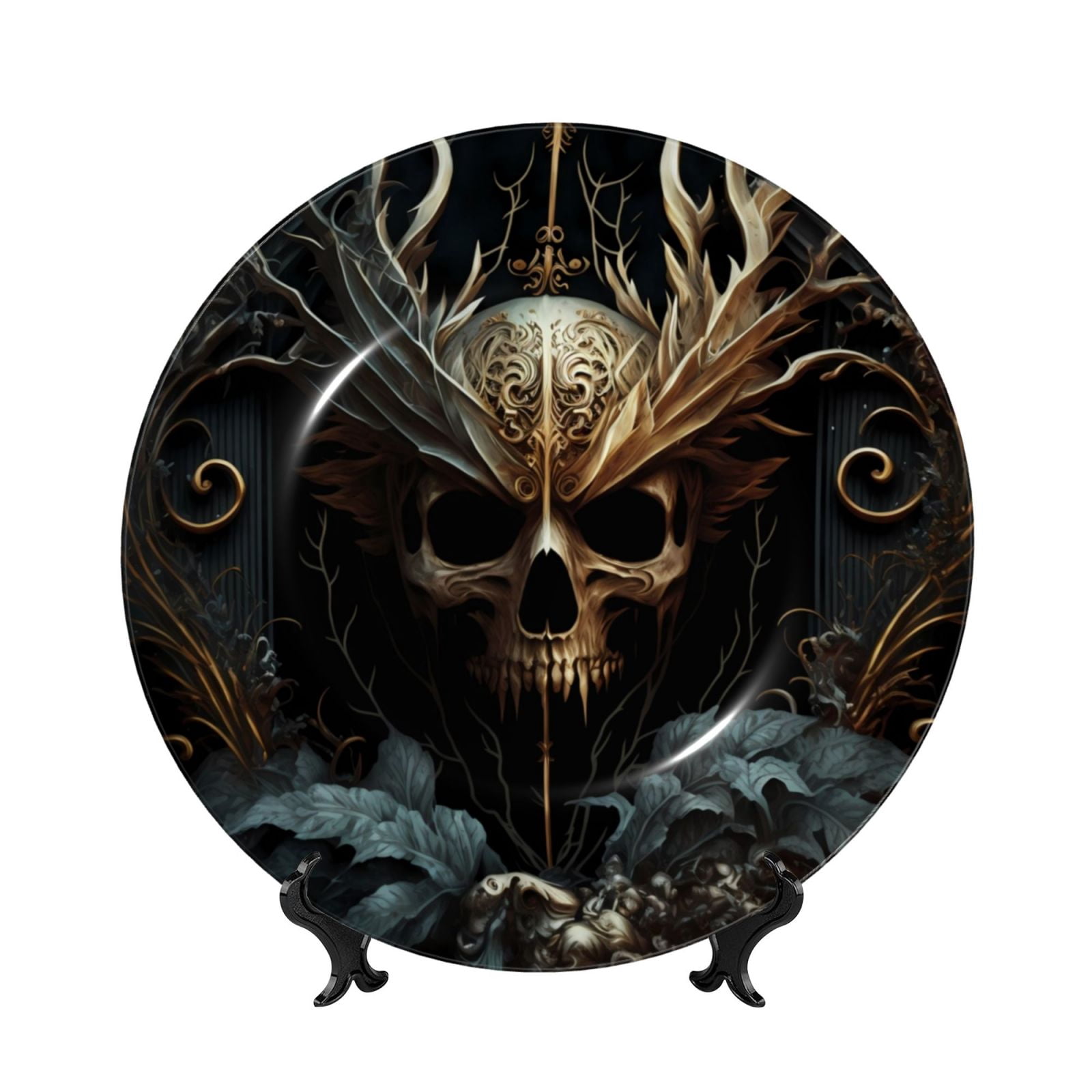Coaee Vintage Ornate Skull for Bone China Decorative Plate Decorative ...