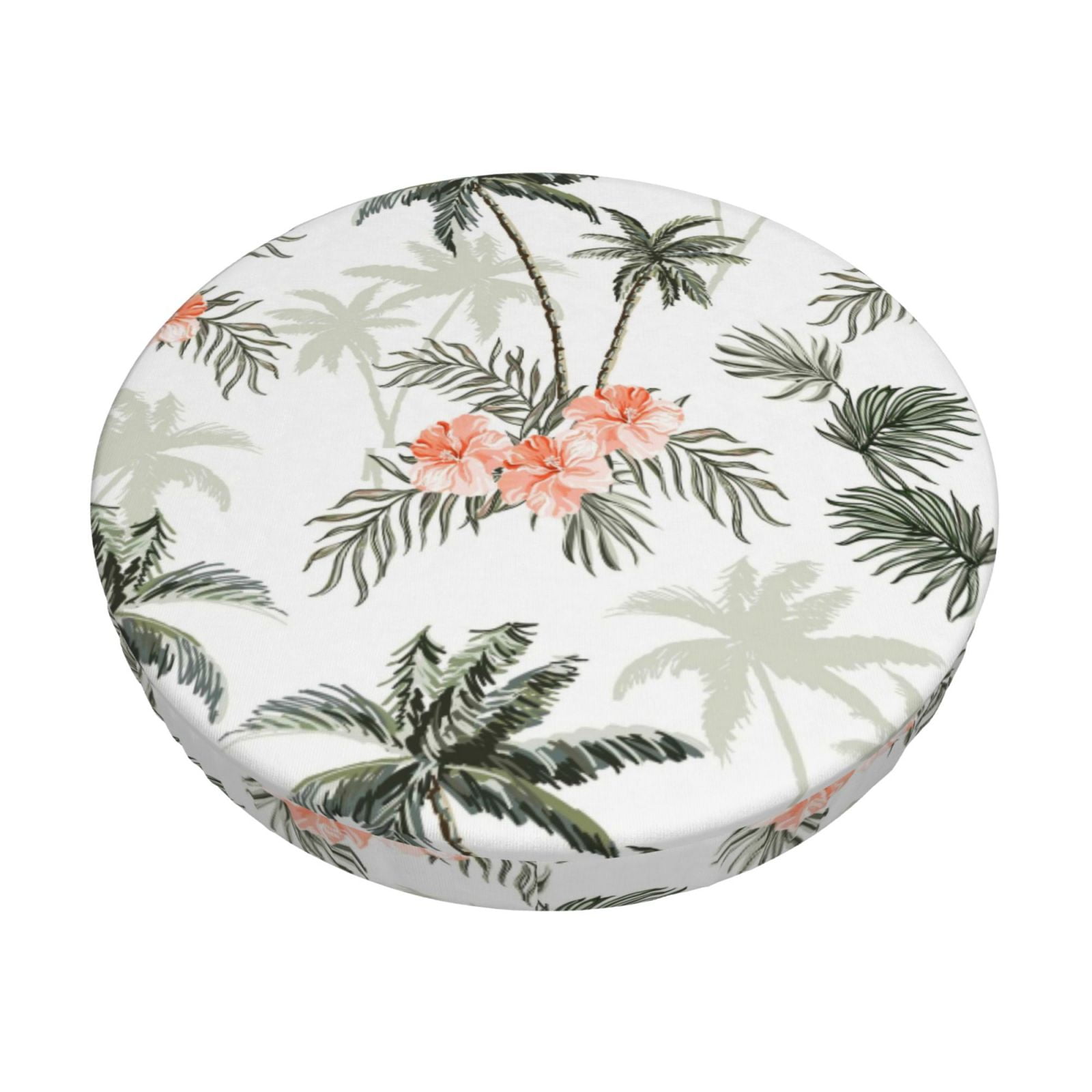 Coaee Vintage Palm Trees Round Bar Stool Seat Covers Washable Stool ...