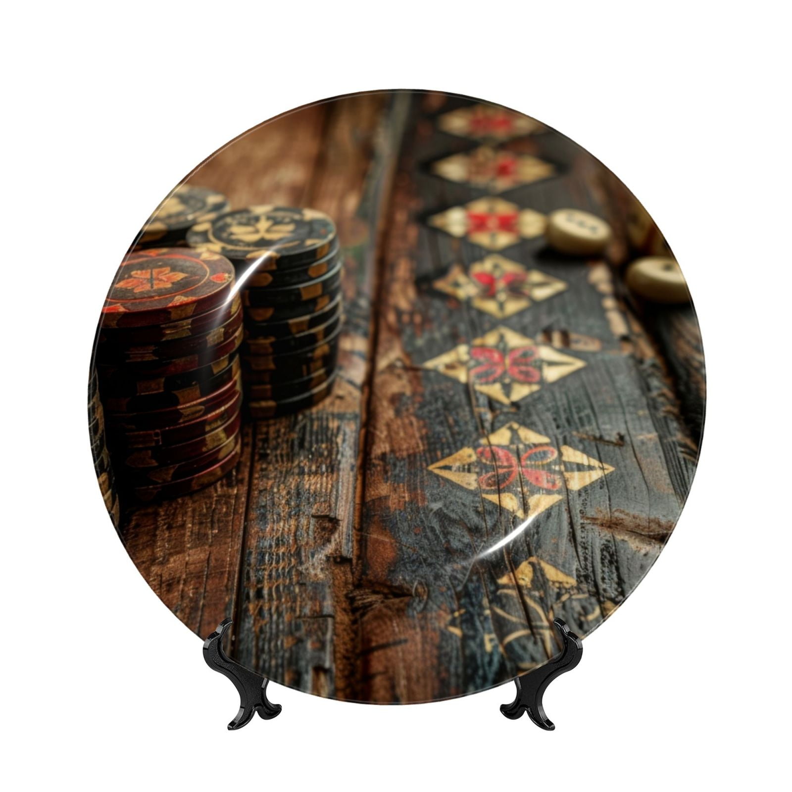 Coaee Vintage Poker Chips for Bone China Decorative Plate Decorative ...