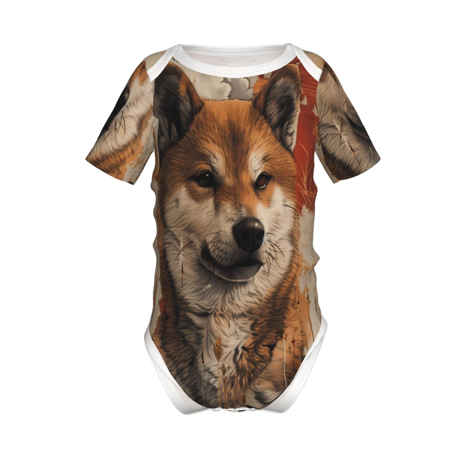 Coaee Vintage Shiba Inu Art for Soft Baby Short-Sleeve Bodysuit Baby ...