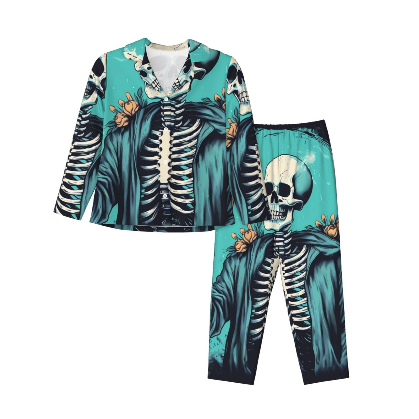 Coaee Vintage Skull Beer for Pajamas for Women Set Women's Long-Sleeved ...