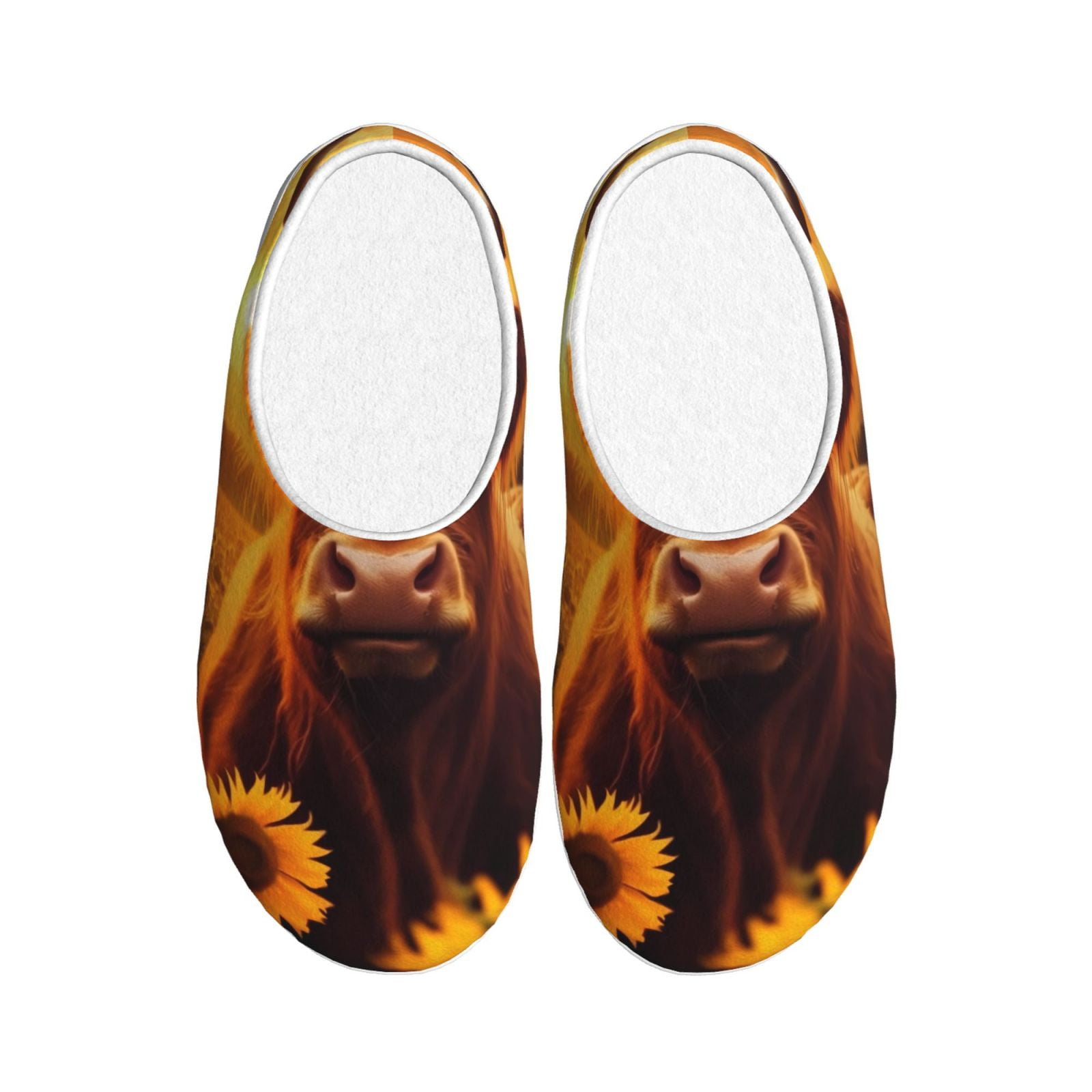 Coaee Vintage Sunflower Cow A for Mens Slippers Indoor Slip On Shoes ...