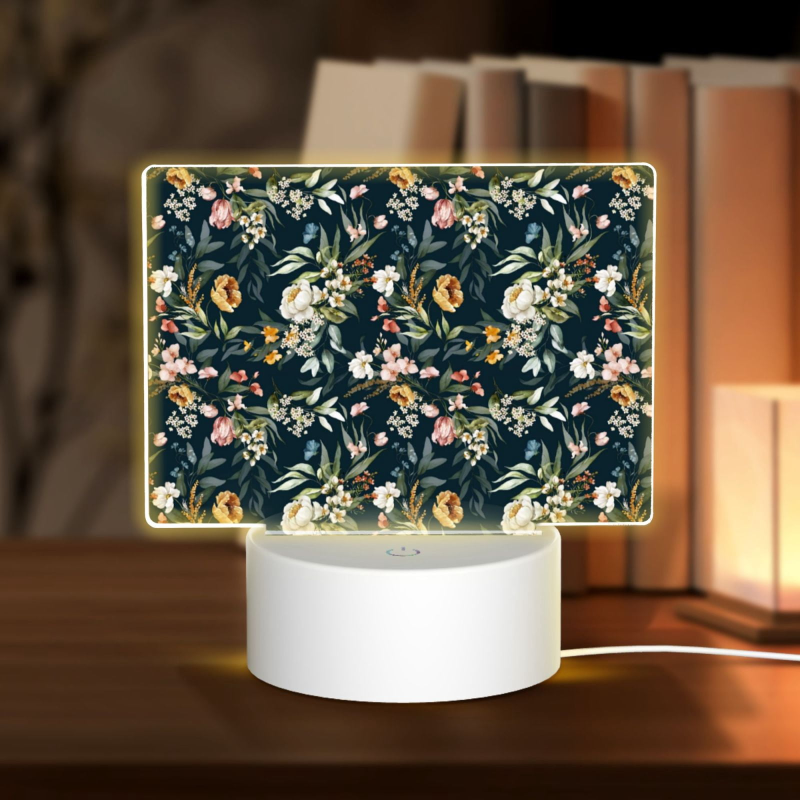 Coaee Watercolor Floral for Rectangular Acrylic LED Desk Lamp 3 Color ...
