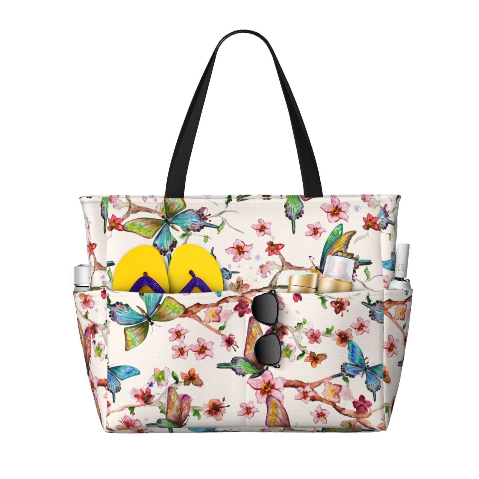 Coaee Watercolor Floral With Butterflies Beach Travel Bag, Family ...