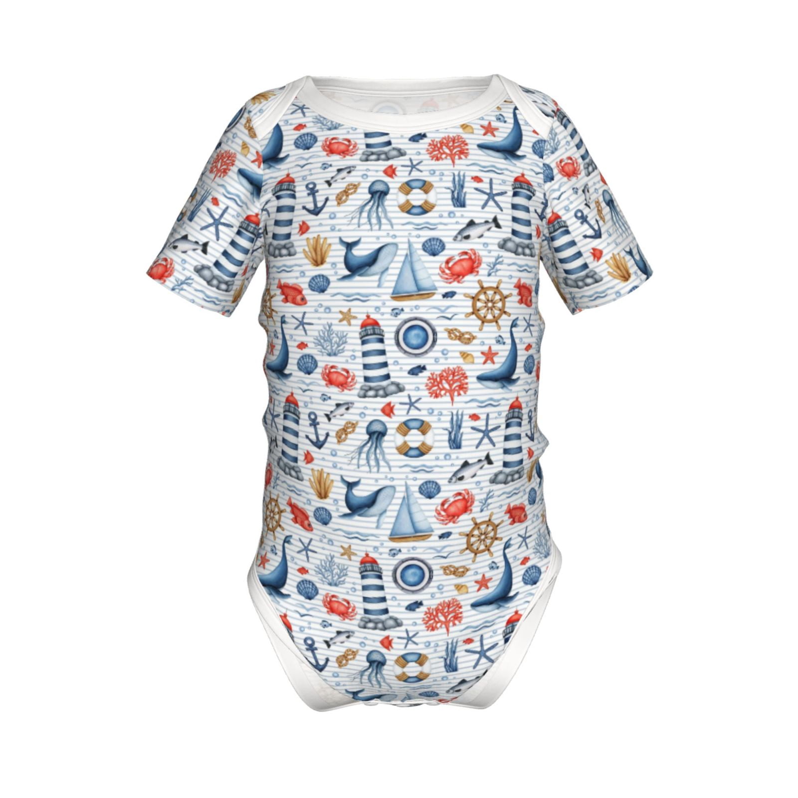 Coaee Watercolor Nautical for Soft Baby Short-Sleeve Bodysuit Baby ...