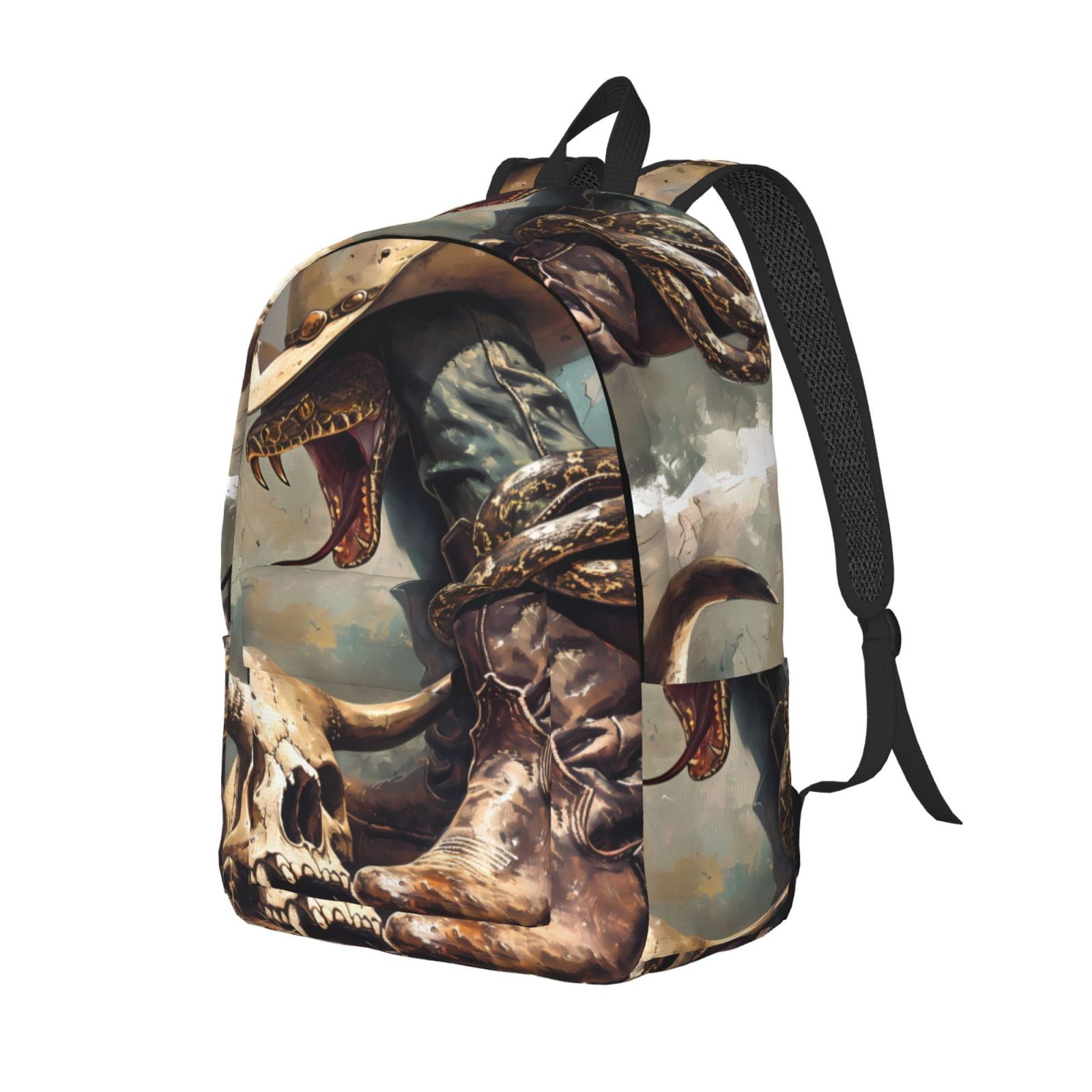 Coaee Western Cowboy Snake Ram Skull for Canvas Backpack for Hiking ...