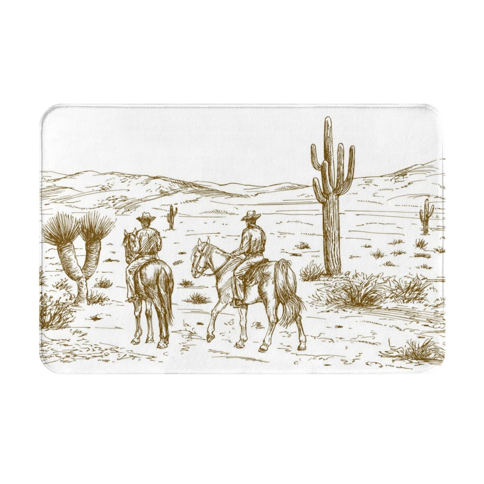 Coaee Western Desert Cowboys for Flannel Anti-Slip Floormat Welcome ...