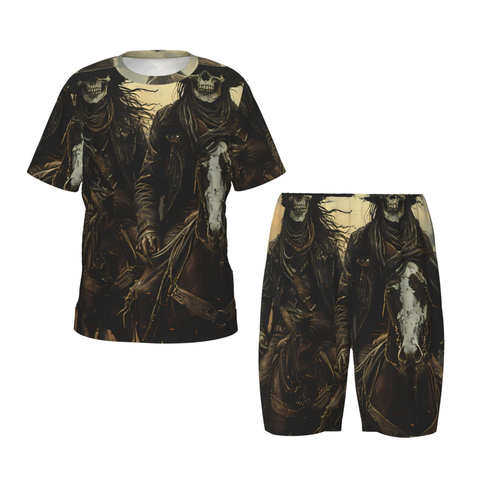 Coaee Western Desert Skull Cowboy for Short Sleeve Pajamas Kids Summer ...