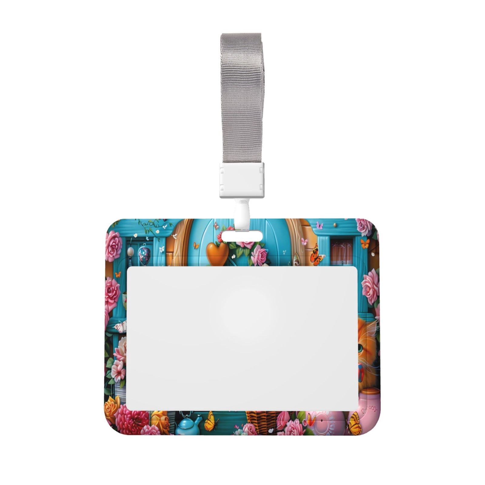Coaee Whimsical Cats and Flowers Scene for Card Badge Holder Soft ...