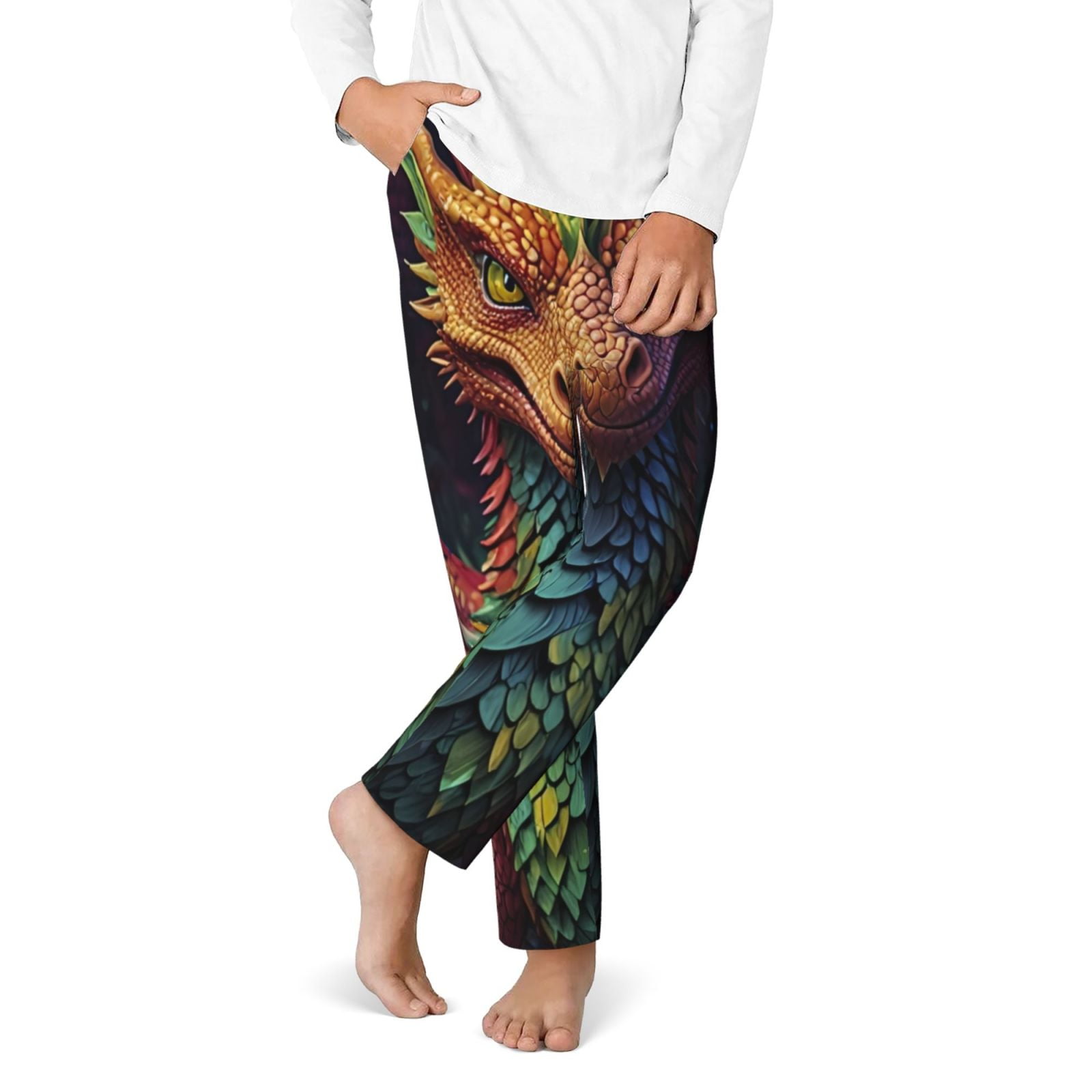 Coaee Whimsical Dragon Color Cool for Teen lounge pants Comfortable ...