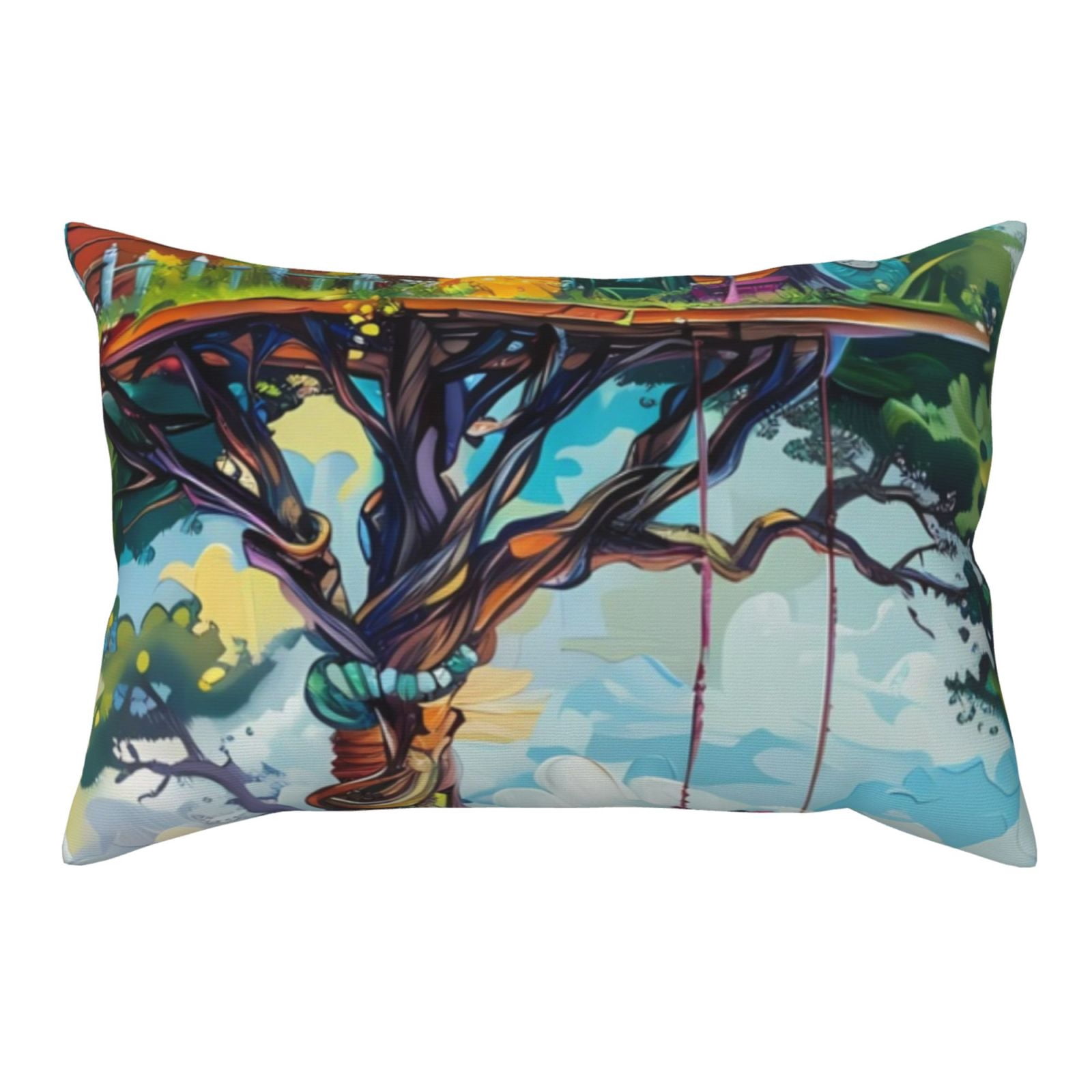 Coaee Whimsical Treehouse Painting for Envelope Opening Pillowcase,Soft ...
