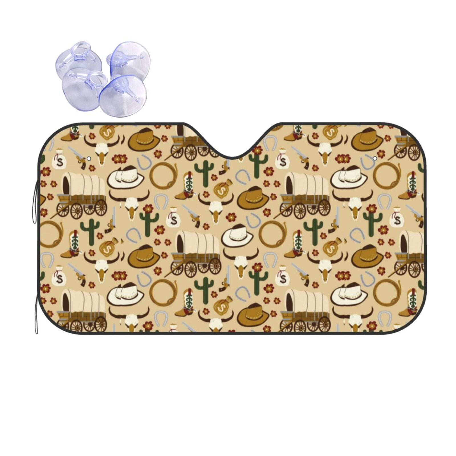 Coaee Wild West Cowboy Print Car Sunshade Windshield Sun Shade Reflect ...