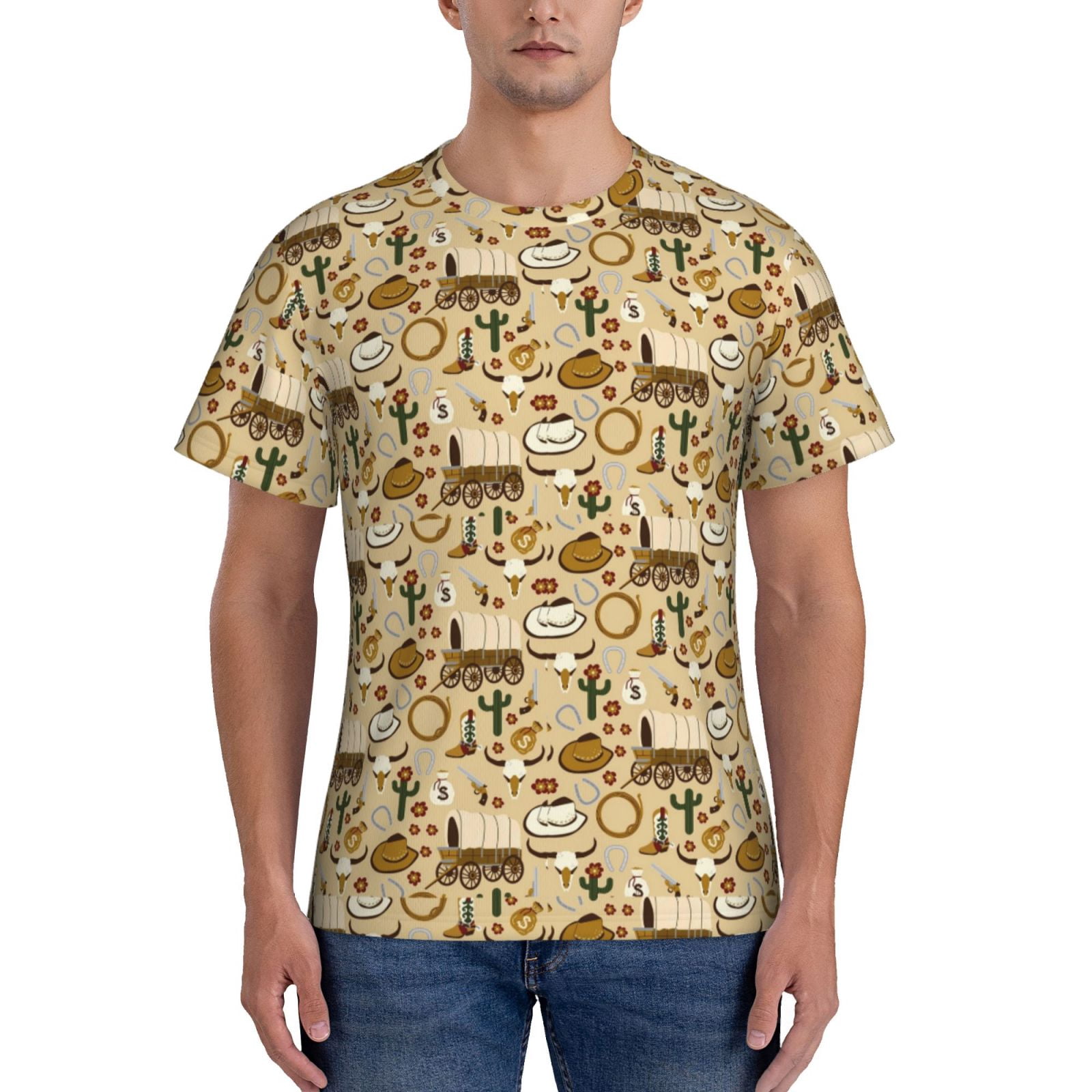 Coaee Wild West Cowboy for Men's Tight Fit Sports T-Shirt, Men's T ...