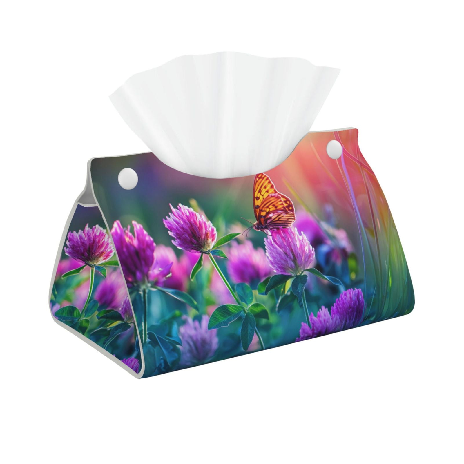 Coaee Wild flowers of clover and butterfly for Large Tissue Box Cover ...