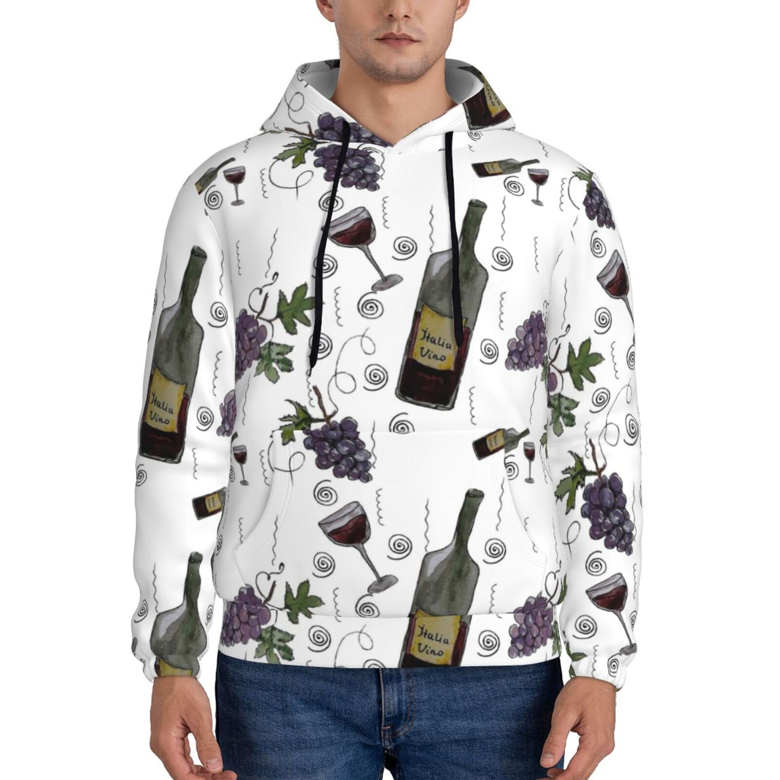 Coaee Wine Bottles And Grapes for Adult Hoodie Pullover Sweatshirt for ...