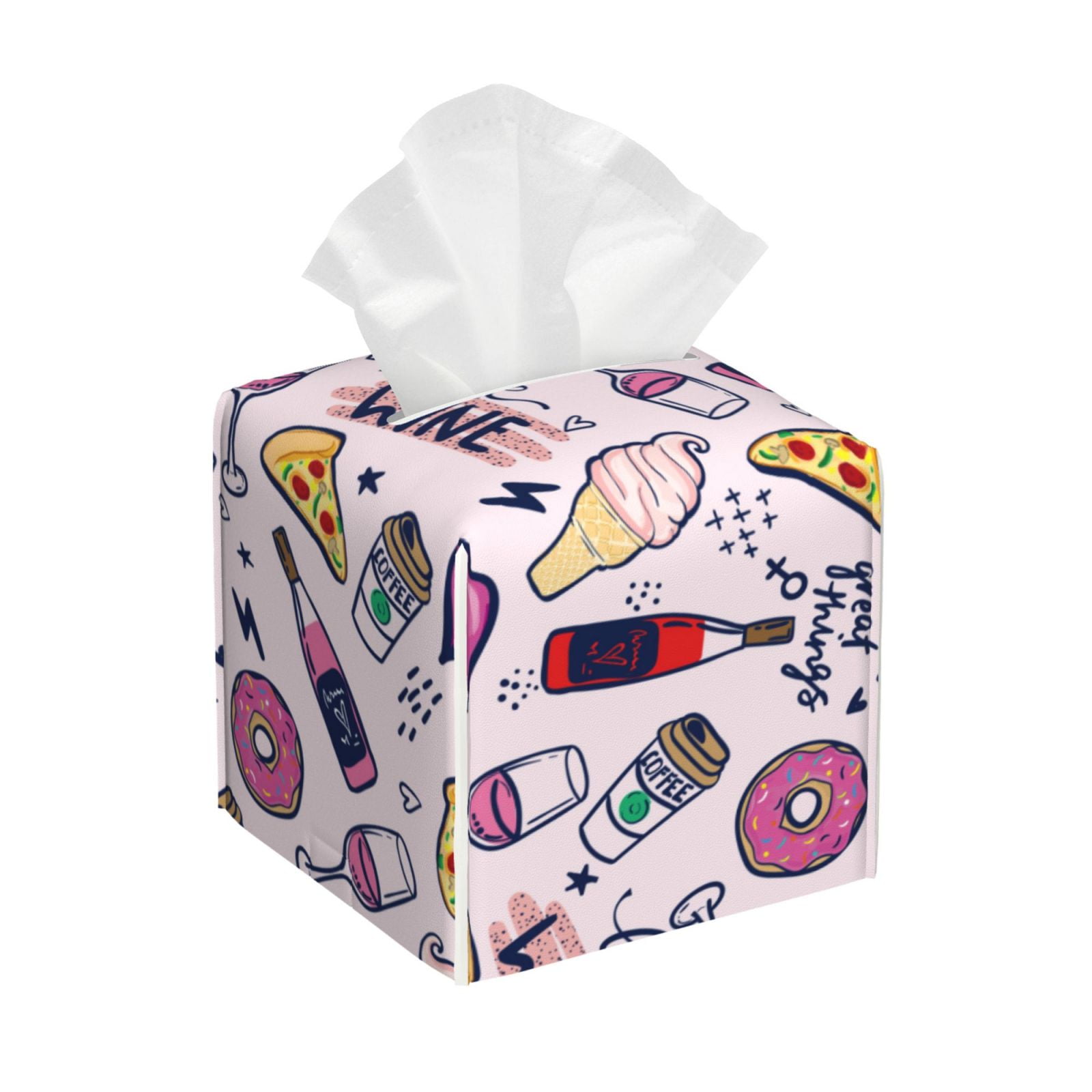 Coaee Wine for Leather Tissue Box Cover Square Tissue Box Cover 5.2"X5 ...