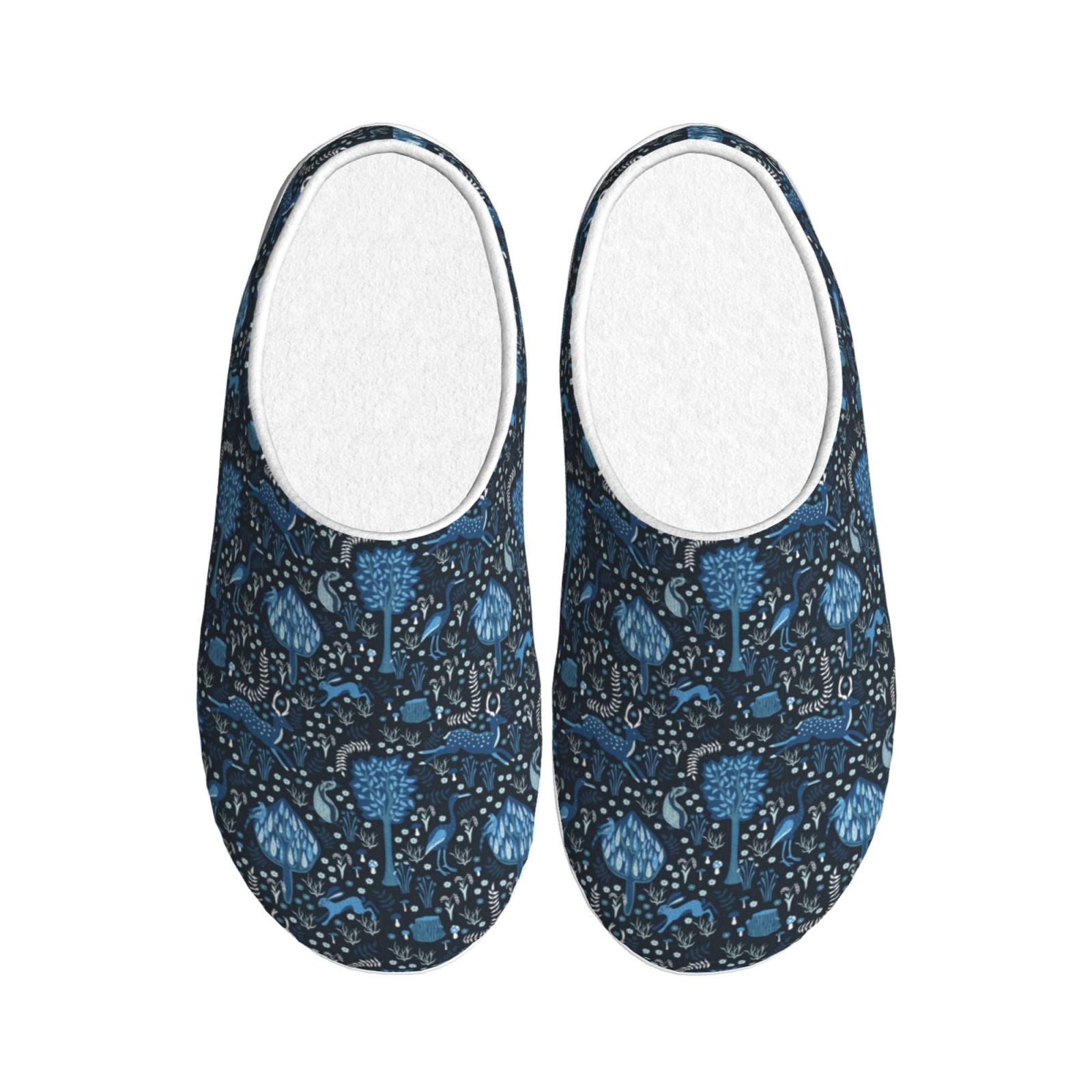 Coaee Winter Blue Forest Deer for Mens Slippers Indoor Slip On Shoes ...