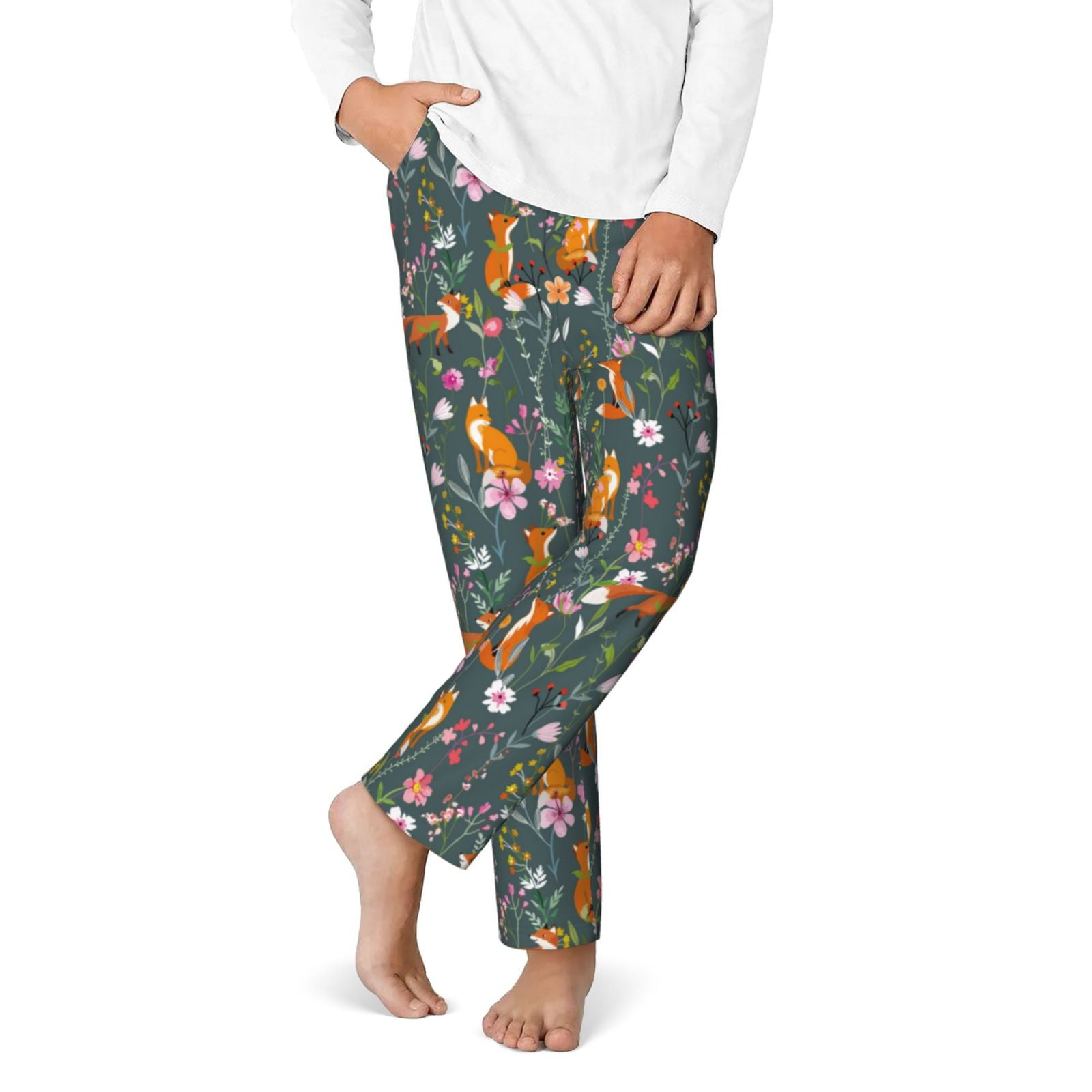 Coaee Wolf Fox In Flower Forest for Teen lounge pants Comfortable ...