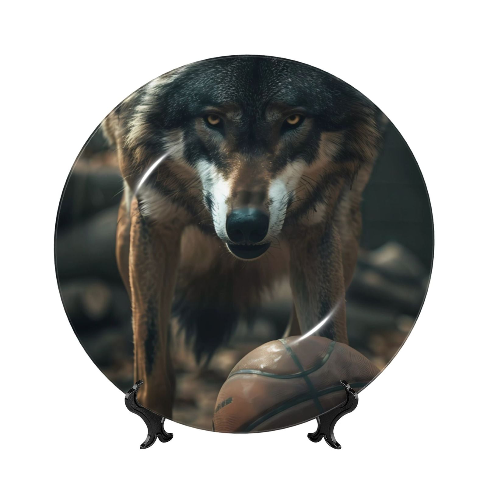 Coaee Wolf With Basketball for Bone China Decorative Plate Decorative ...