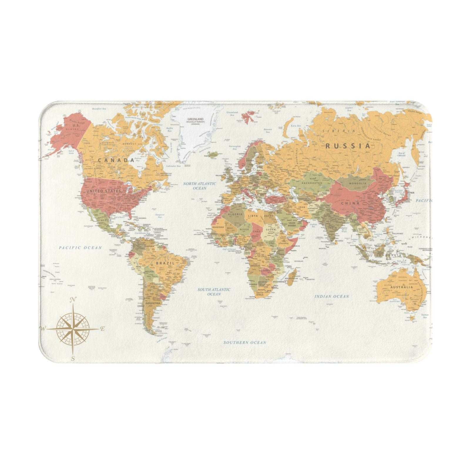 Coaee World Map 1 for Flannel Anti-Slip Floormat Welcome Entryway Rug ...