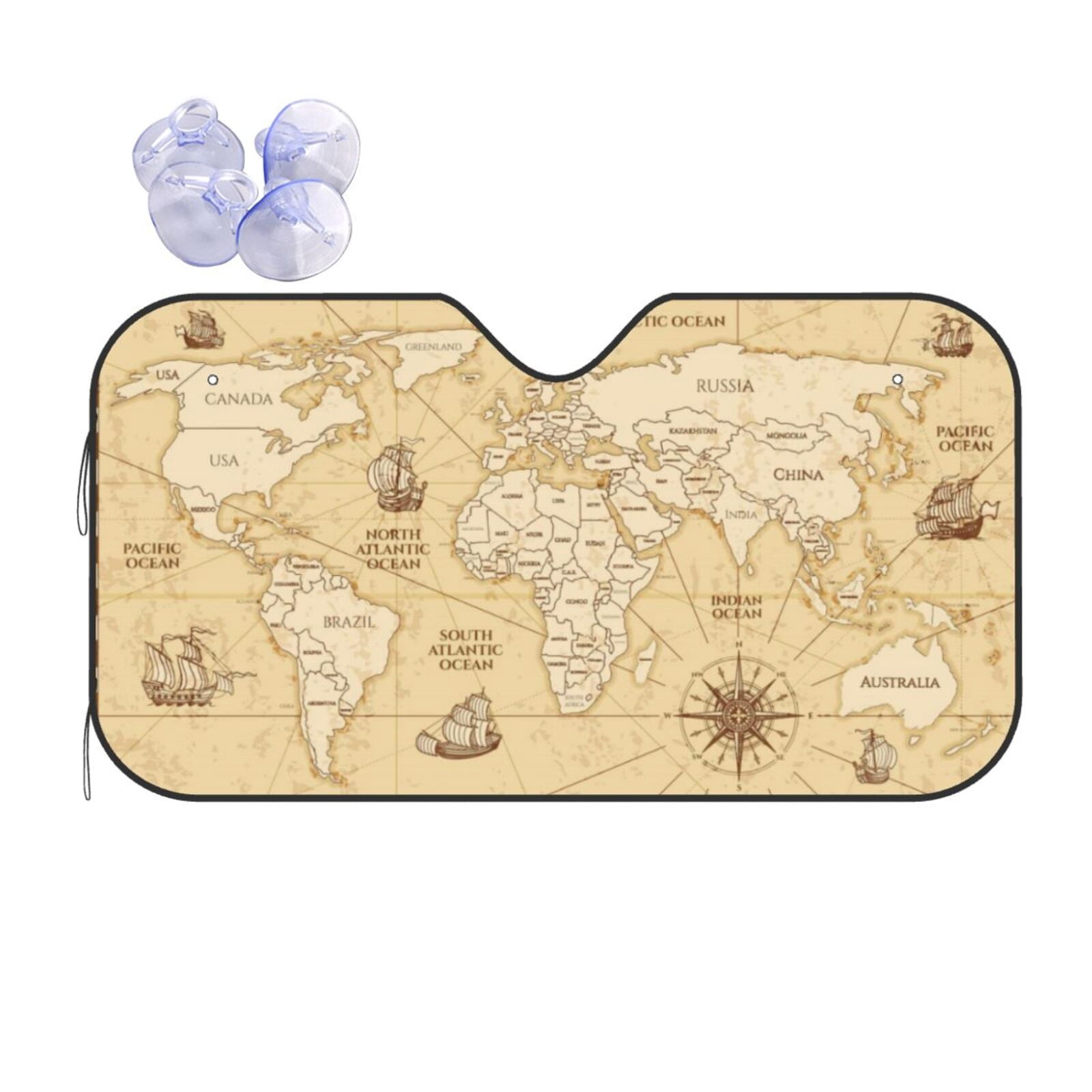 Coaee World Map Print Car Sunshade Windshield Sun Shade Reflect UV Sun ...