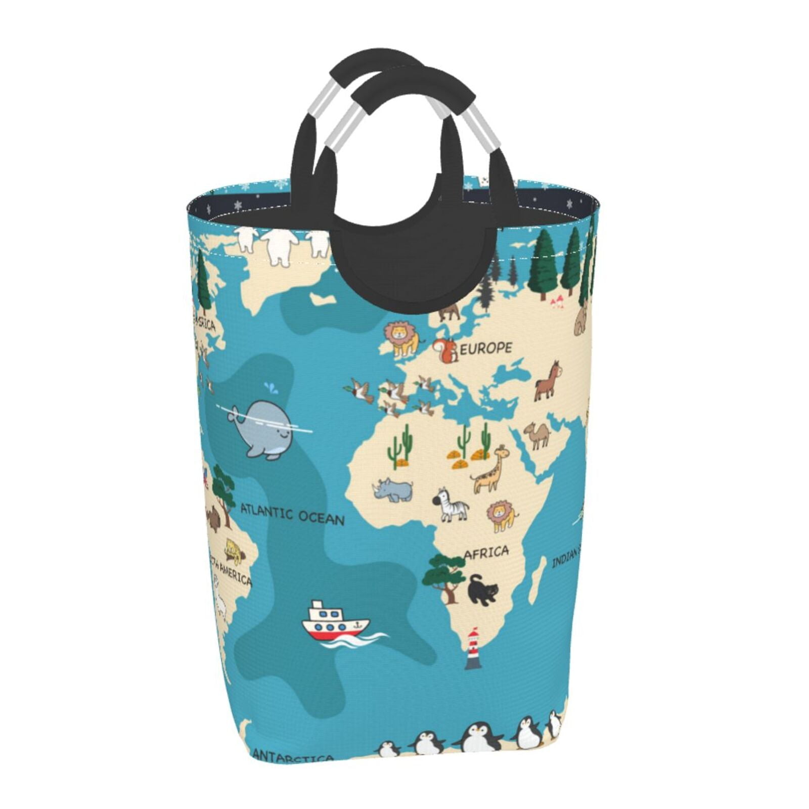 Coaee World Map With Animal for 50L Laundry Baskets with Handles ...