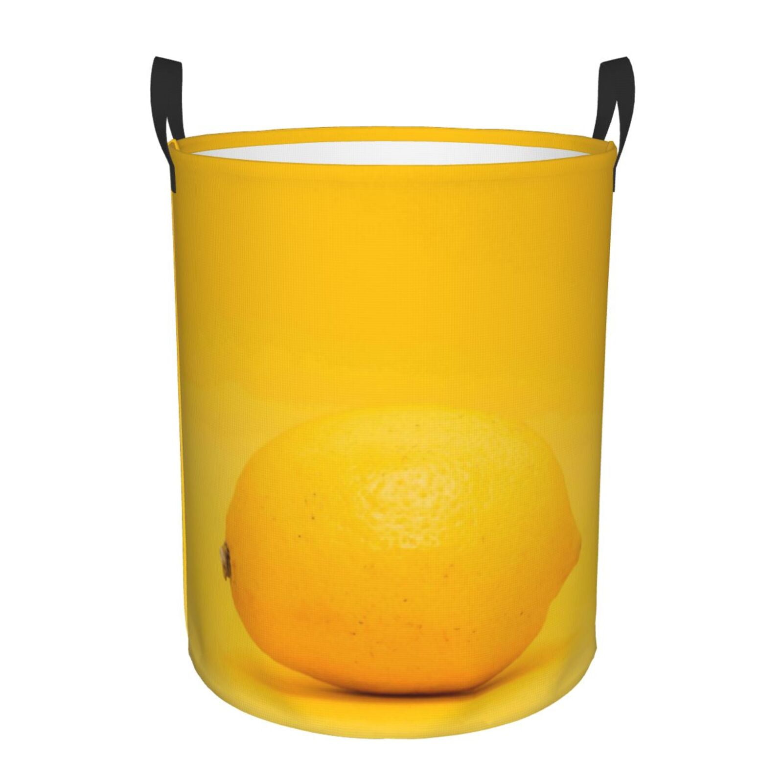Coaee Yellow Lemon Laundry Basket with Handle, Waterproof Round ...