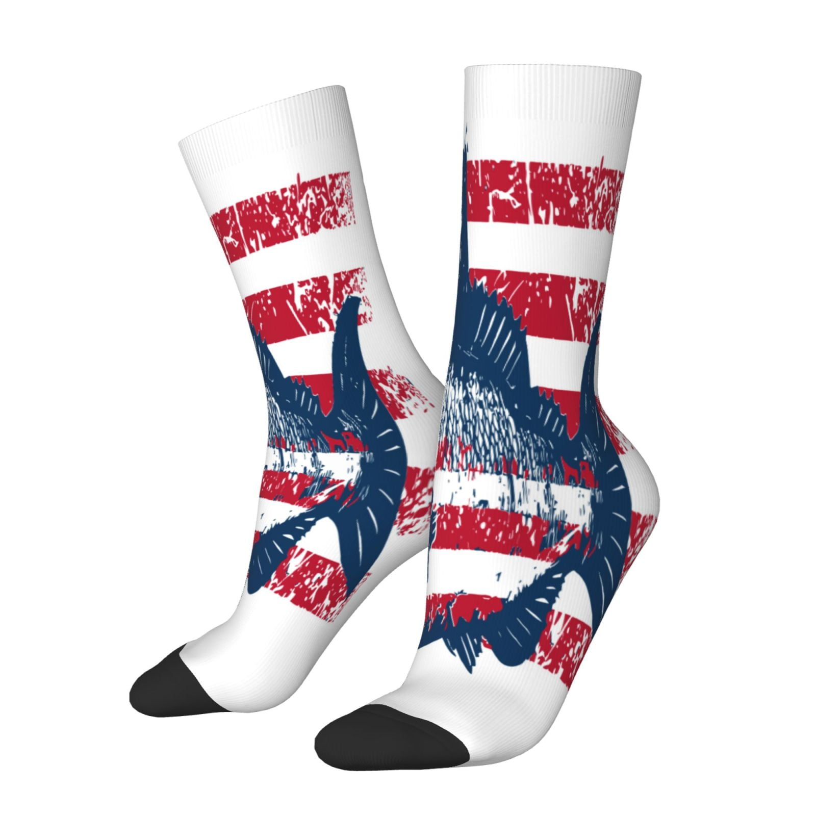 Coaee bass fish with the USA flag for Socks, Stylish Sports Mid-Tube ...