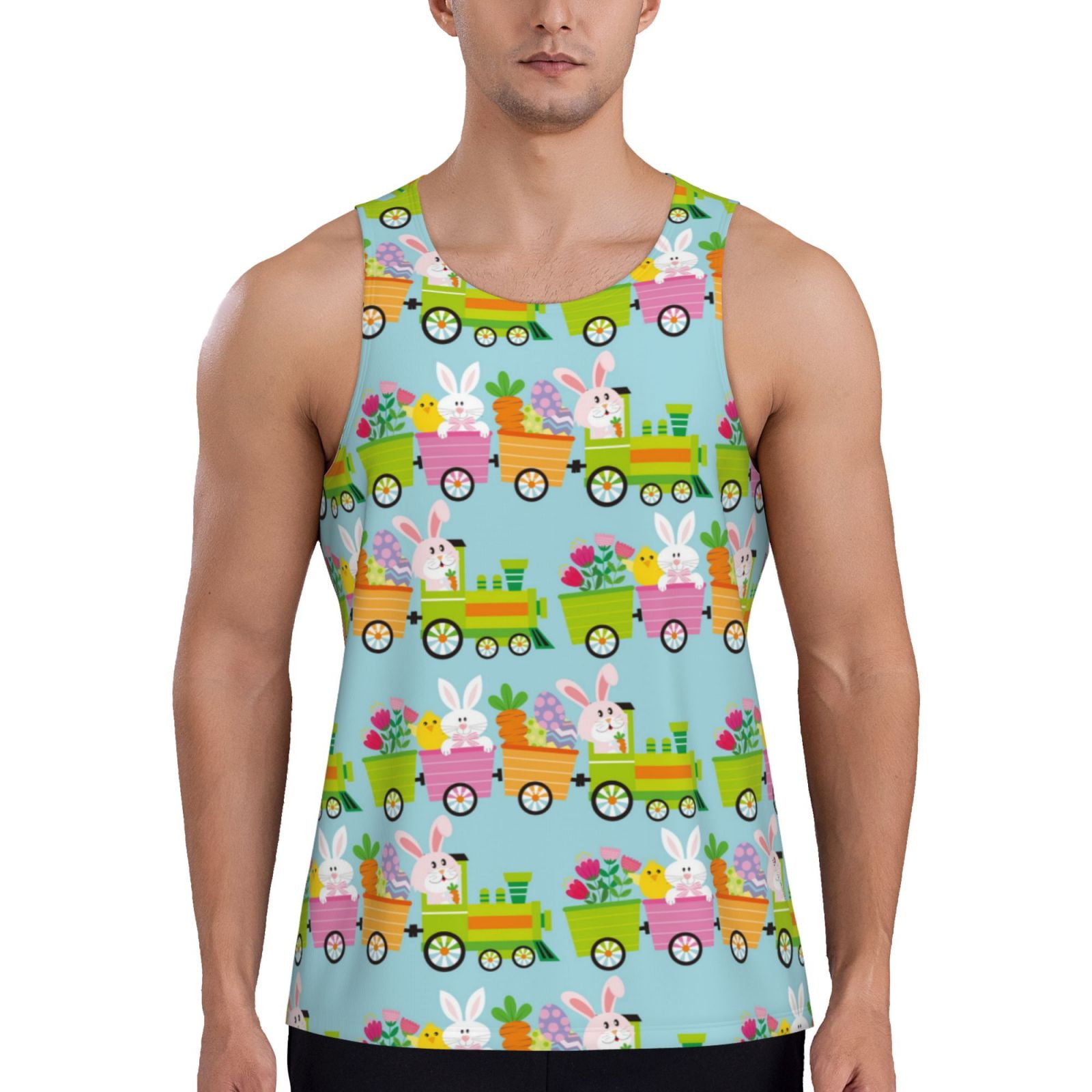 Coaee bunnies and chicks on a train for Men's Workout Tank Top, Men's ...