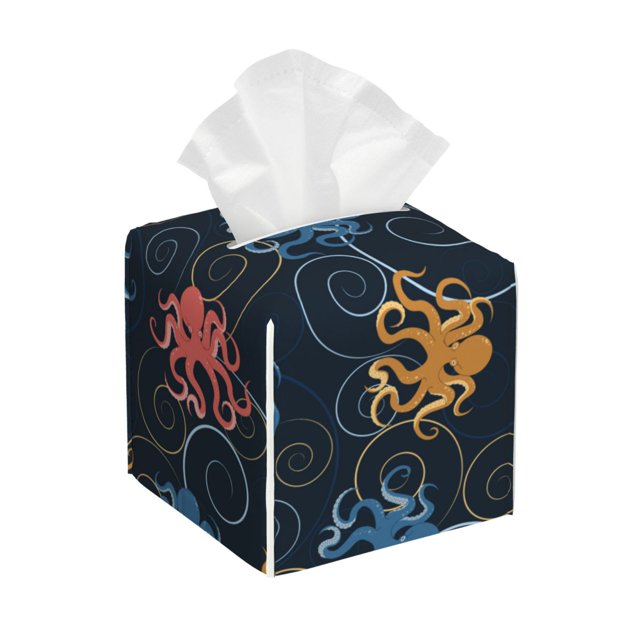 Coaee cartoon doodle octopus for Leather Tissue Box Cover Square Tissue ...
