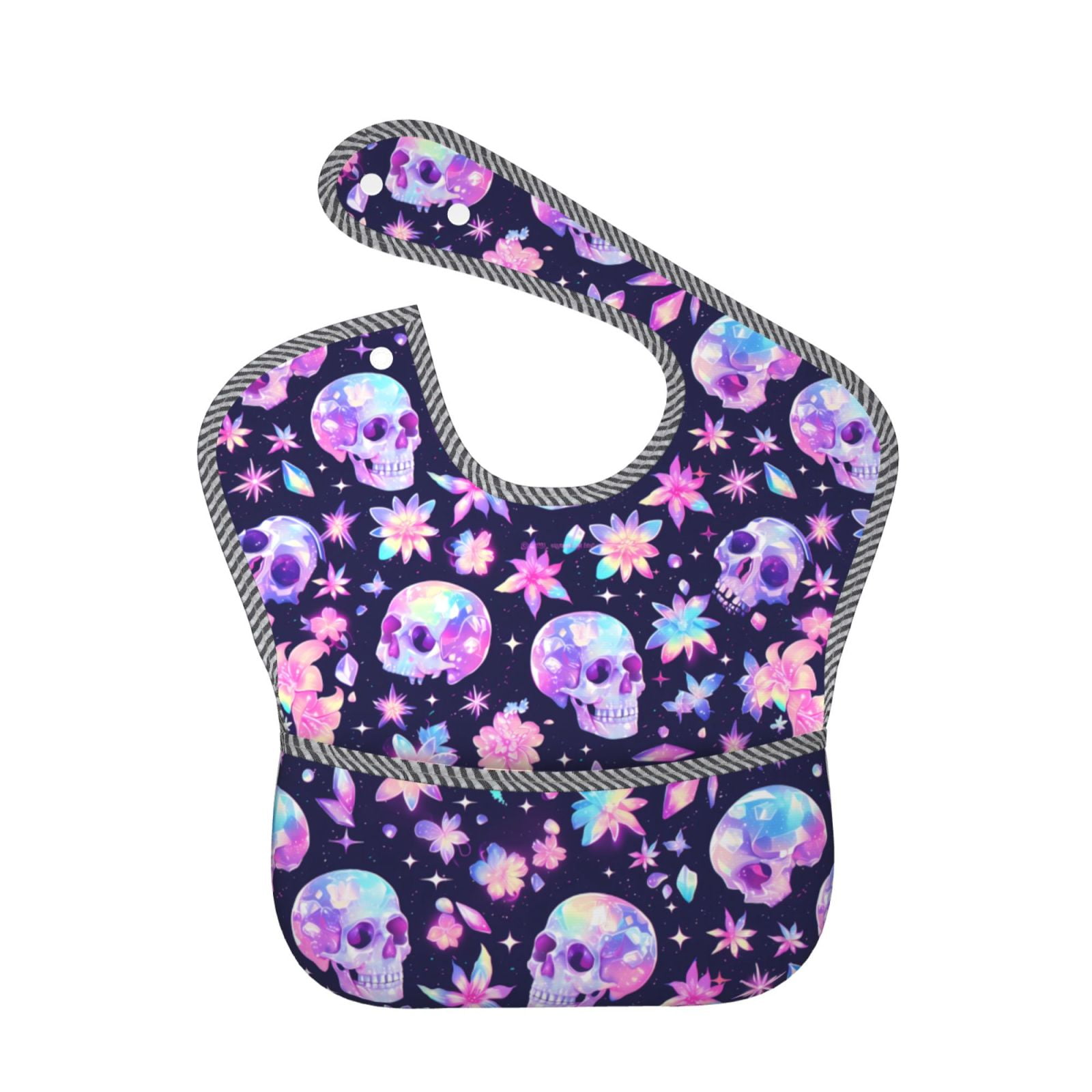 Coaee crystal Skull flower cool for Proof Baby Bib with Food Catcher ...