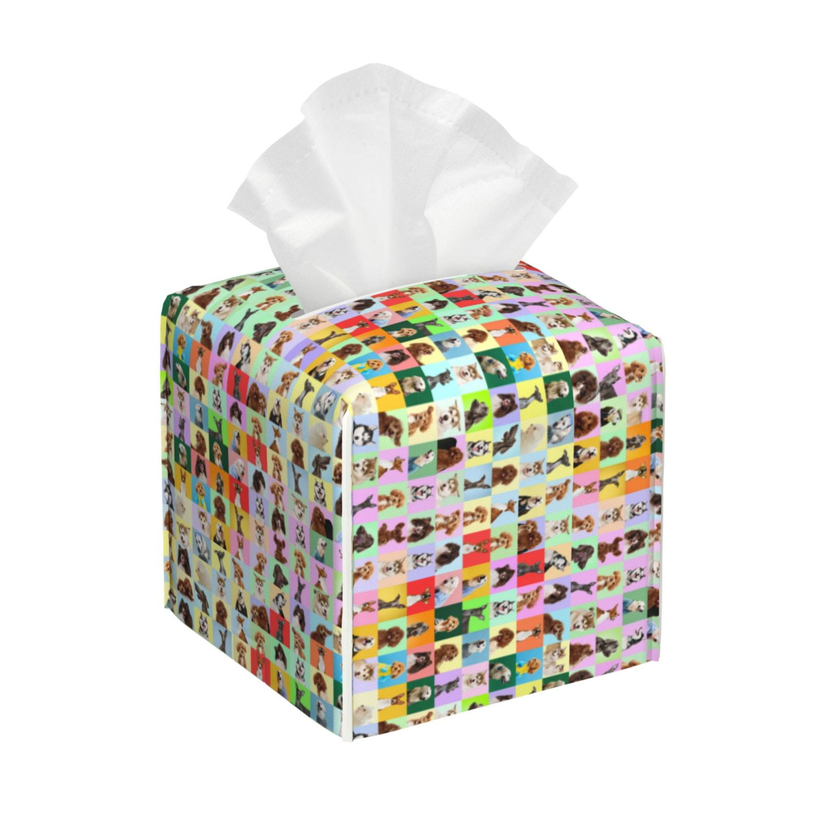 Coaee dogs collage for Leather Tissue Box Cover Square Tissue Box Cover ...