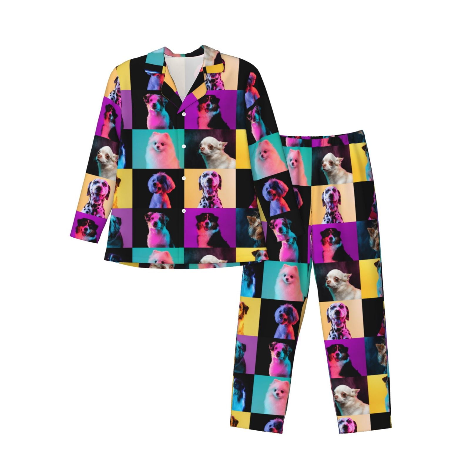 Coaee funny dogs for Men's Sleepwear Men's Long-Sleeved Pajama Mens Pjs ...