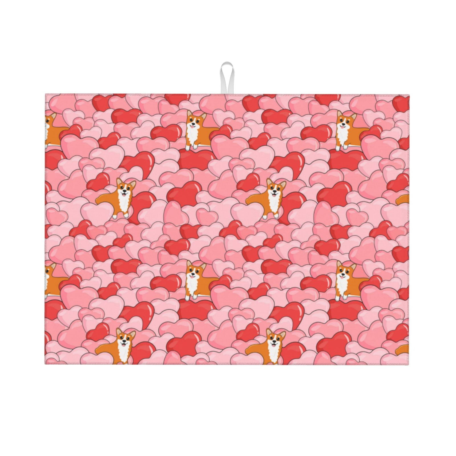 Coaee hearts and cute corgi for Kitchen Drying Mat,Foldable andWater ...