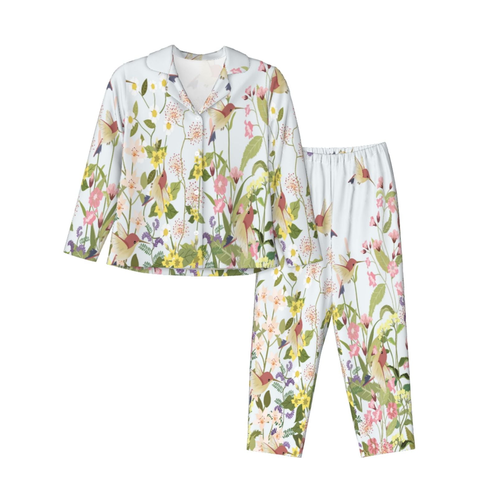 Coaee hummingbird in floral for Pajamas for Women Set Women's Long ...